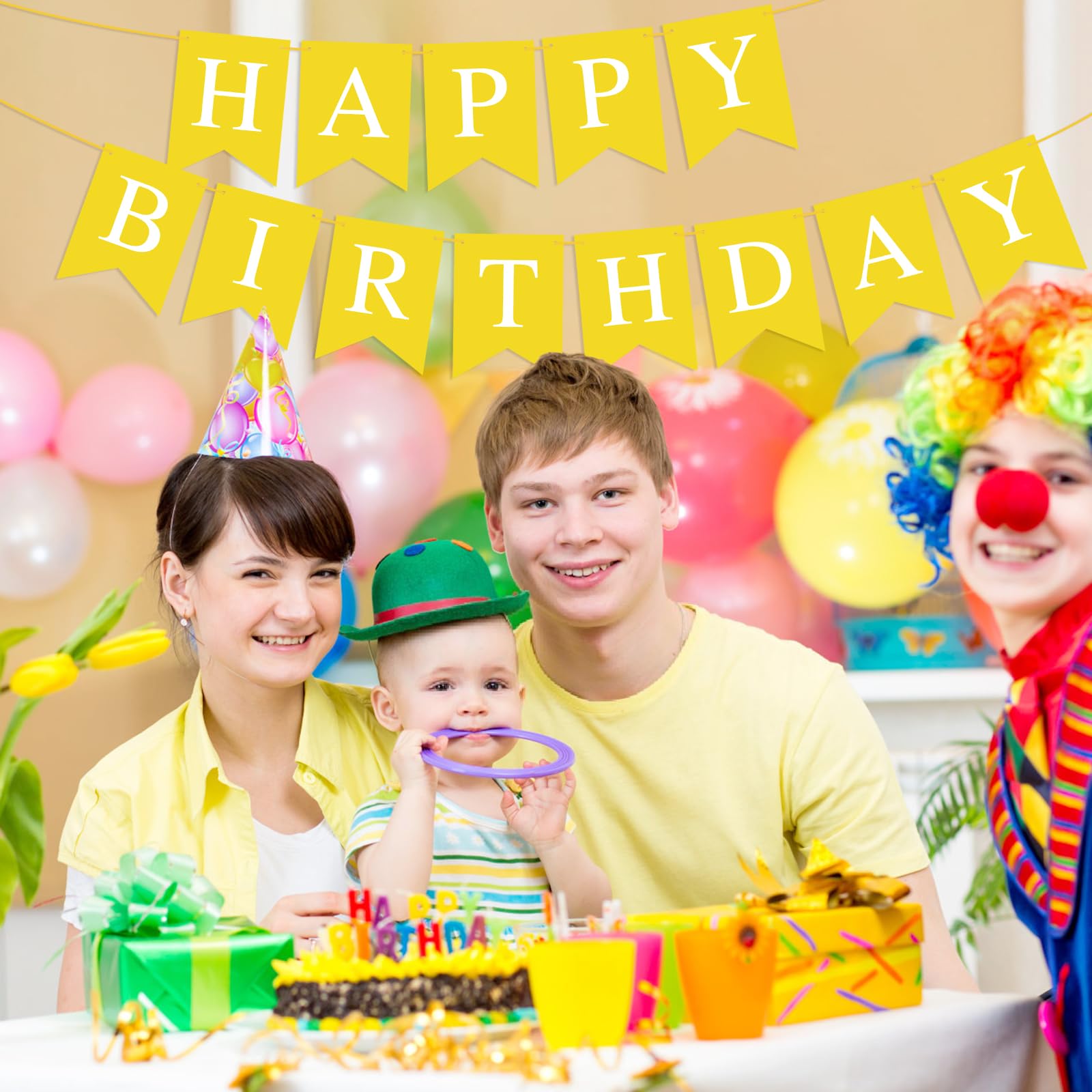 Snapklik.com : Yellow Birthday Banner Sign Happy Birthday Bunting ...