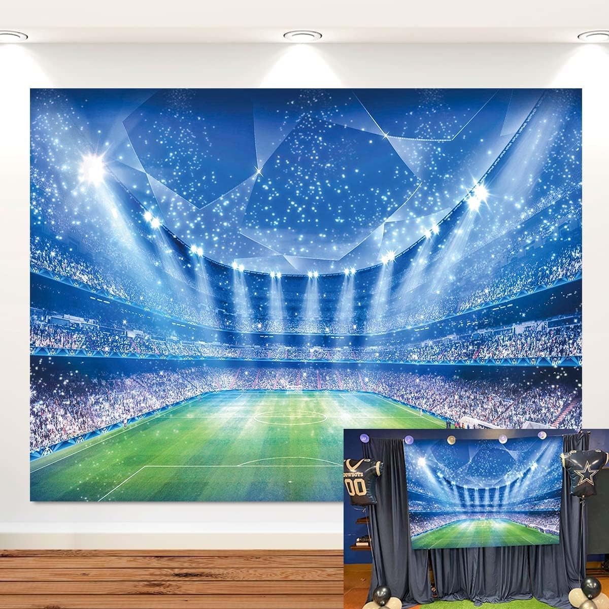 Amazon.com : Soccer Field Backdrop Stadium Soccer Competition Fans ...