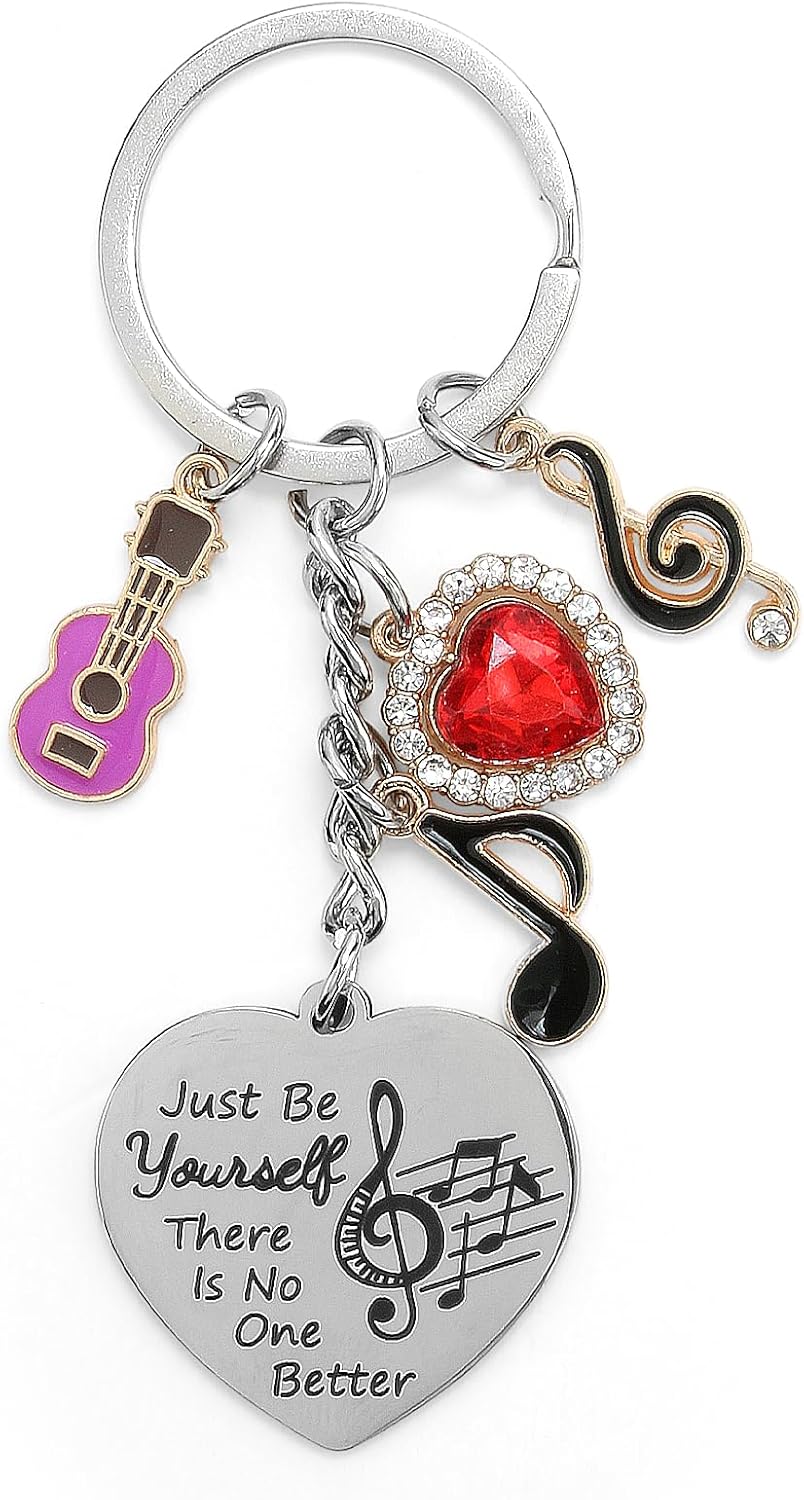 Music Keyring, Music Lover Gifts Keychain with Guitar, Music Note and ...