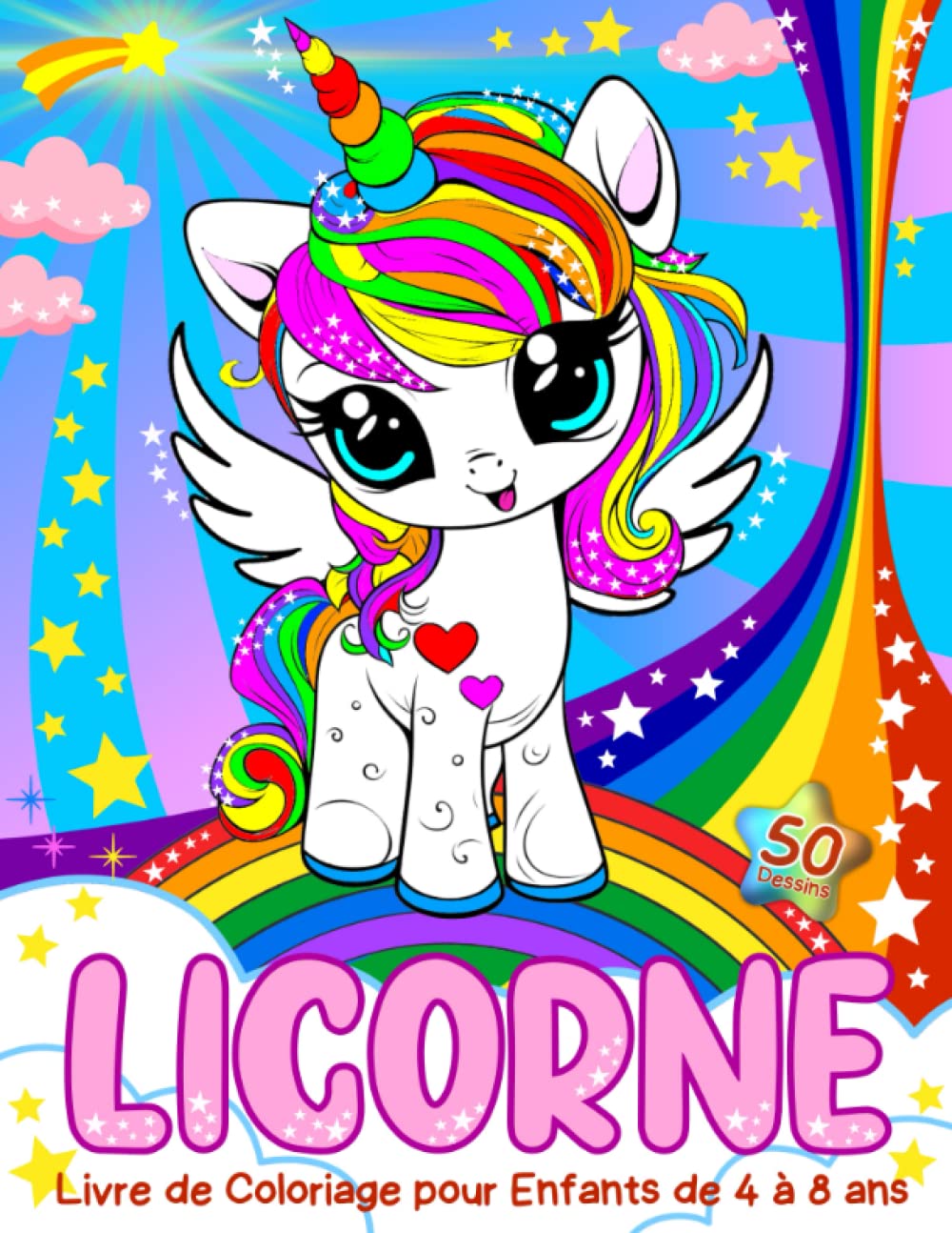 Licorne Livre de Coloriage pour Enfants de 4 à 8 ans: 50 dessins de ...