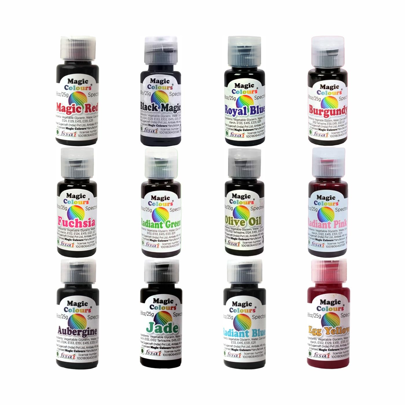 Magic Colours Spectral Gel Mini Set-1 | 12 Edible Gel Food Colours (25g ...