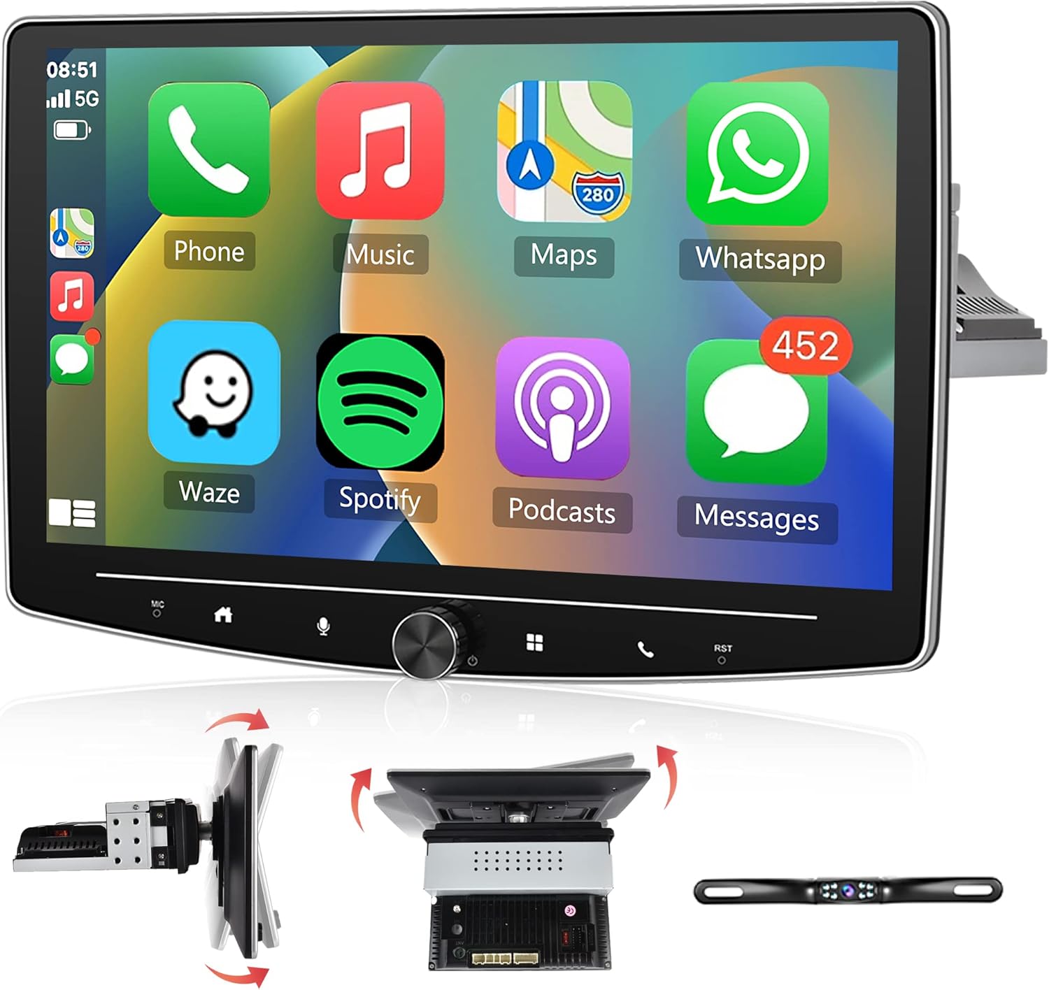 Amazon.com: Single Din Car Stereo with Wireless Carplay Android Auto ...