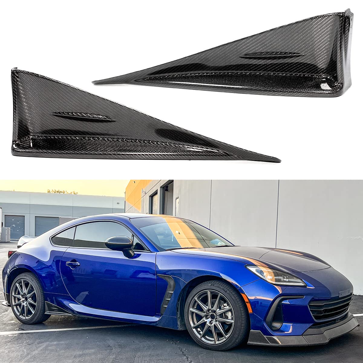 Buy STI Style Real Carbon Fiber Side Skirt Aero Guard Strake Spat ...