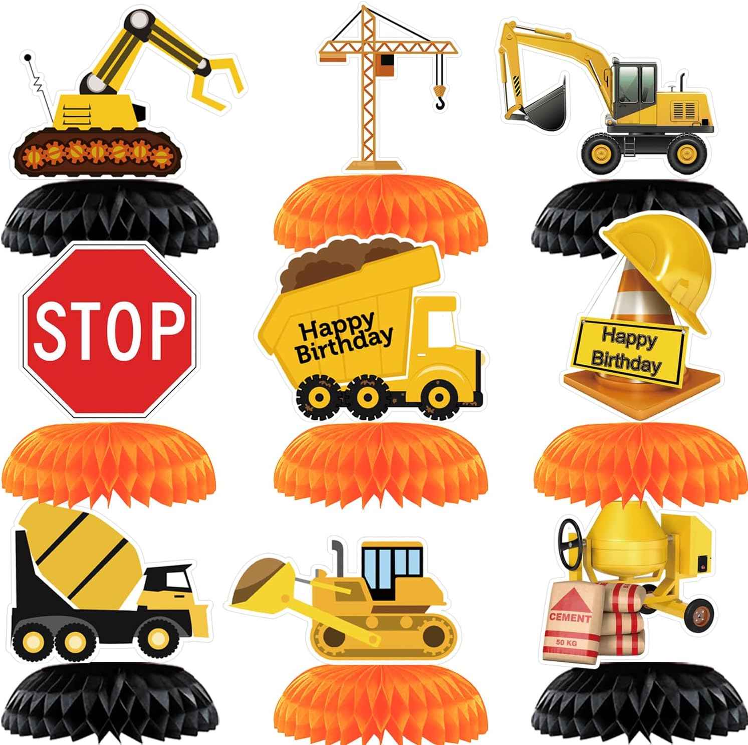 Amazon.com: 9PCS Construction Truck Party supplies Boy's birthday ...