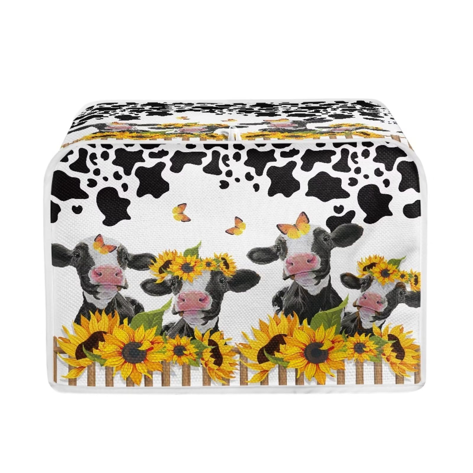 Amazon.com: UNICEU Sunflower Farm Cow Animal 4 Slice Quilted Toasters ...