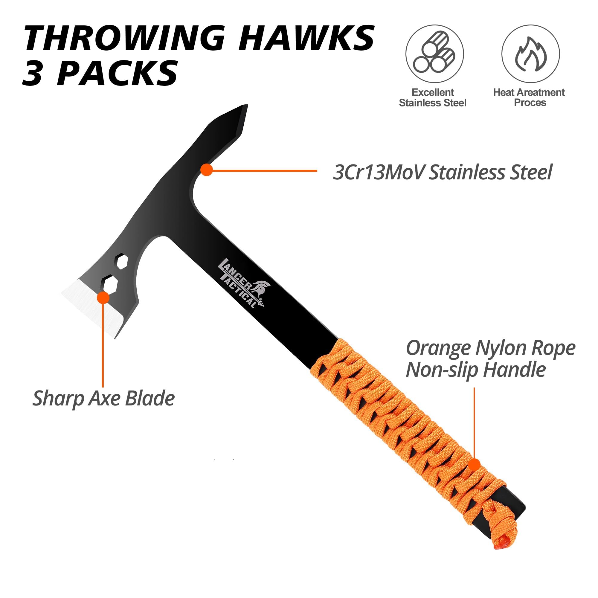 Snapklik.com : LANCERGEAR Throwing Axes Tomahawks, 10.5" Full Tang Axe ...
