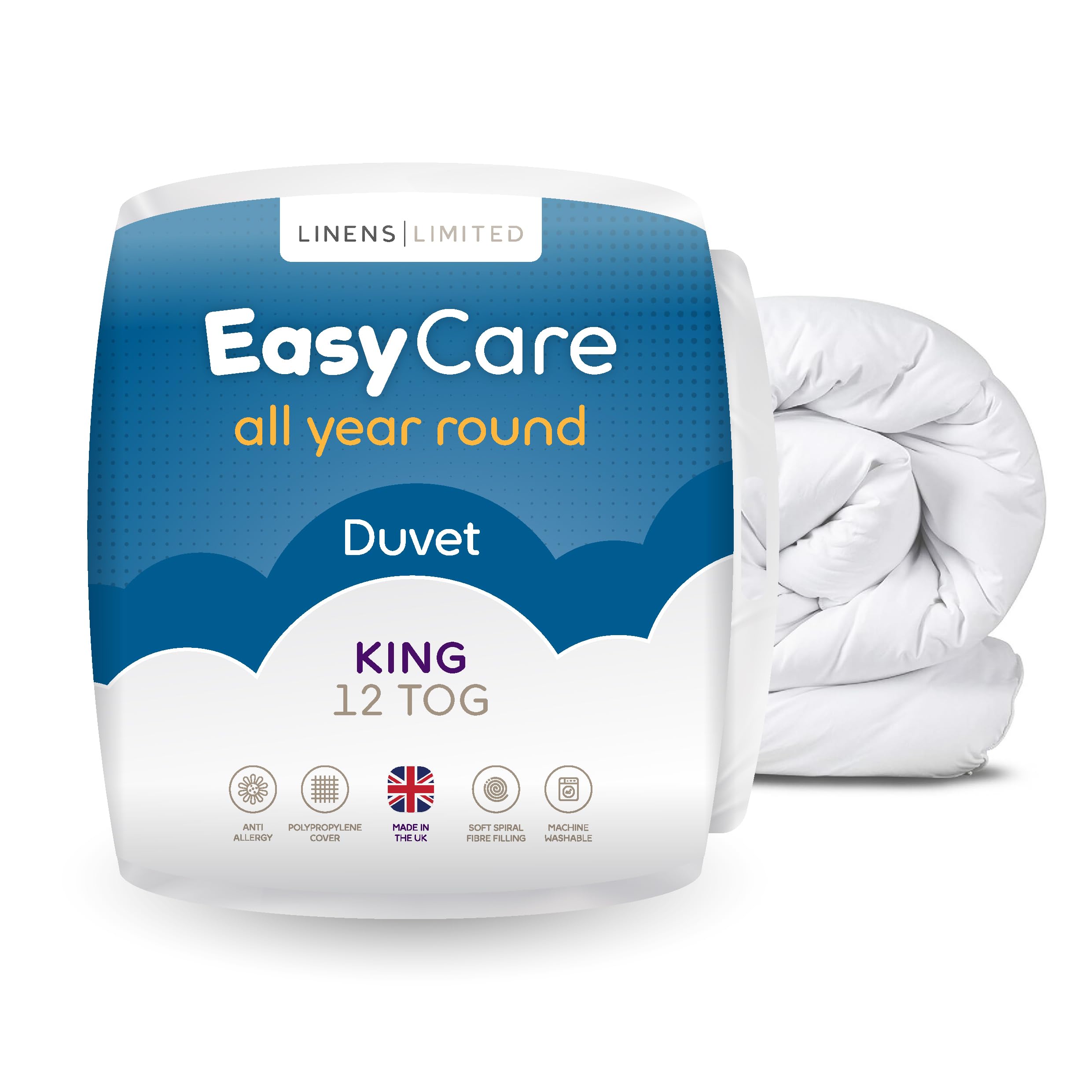 Linens Limited King Size Duvet 12 Tog, Made in the UK, Easy Care, All ...