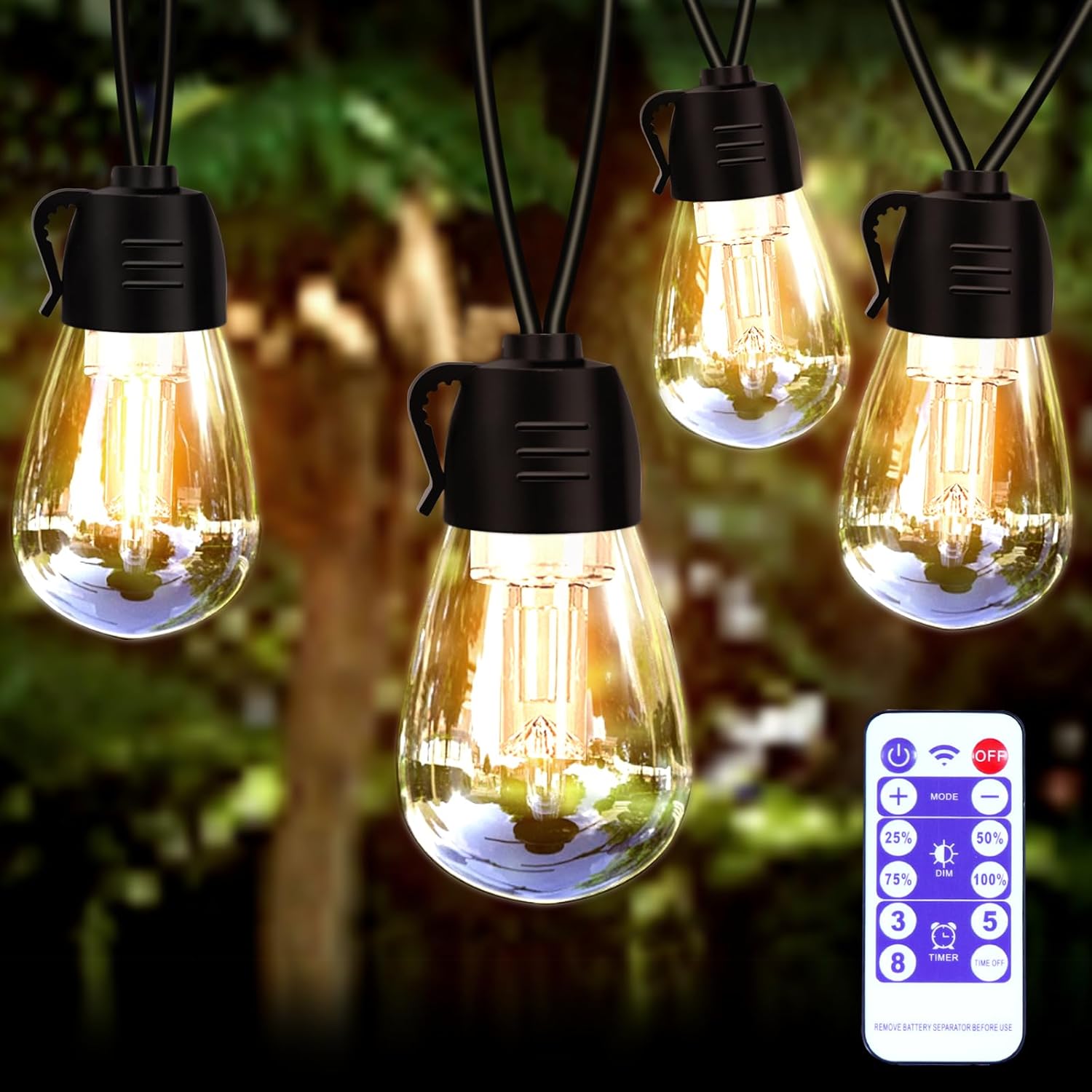 VIGOPKA Outdoor String Lights, 49FT Patio Lights with 20 LED ...