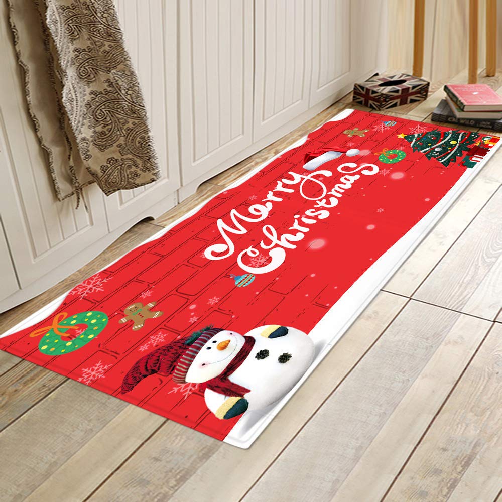 ZOKBOM Christmas Rug Runner 60x180cm, Merry Christmas Flannel Carpet ...