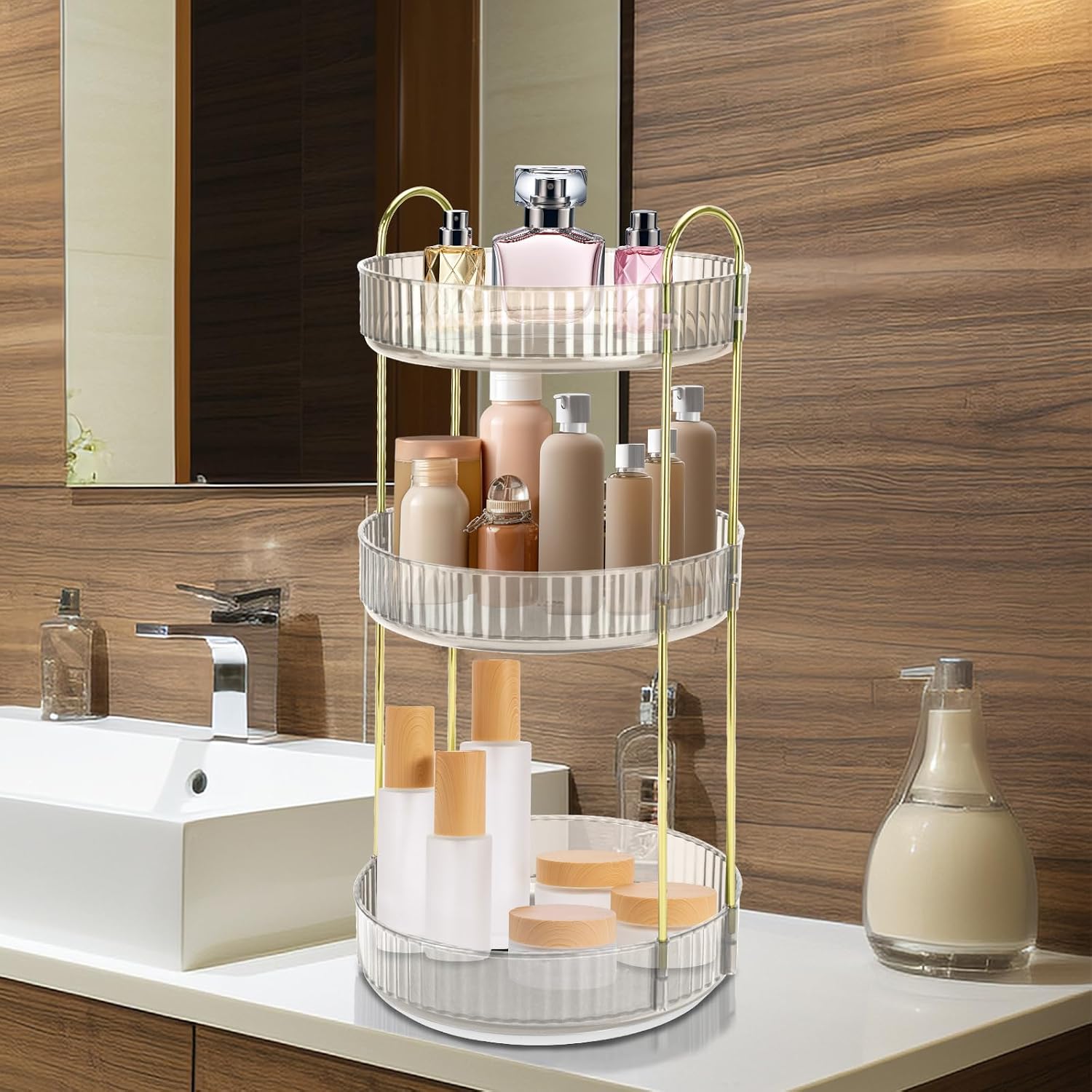 Amazon.com: SITAKE 3 Tier Rotating Makeup Organizer, Clear Large ...