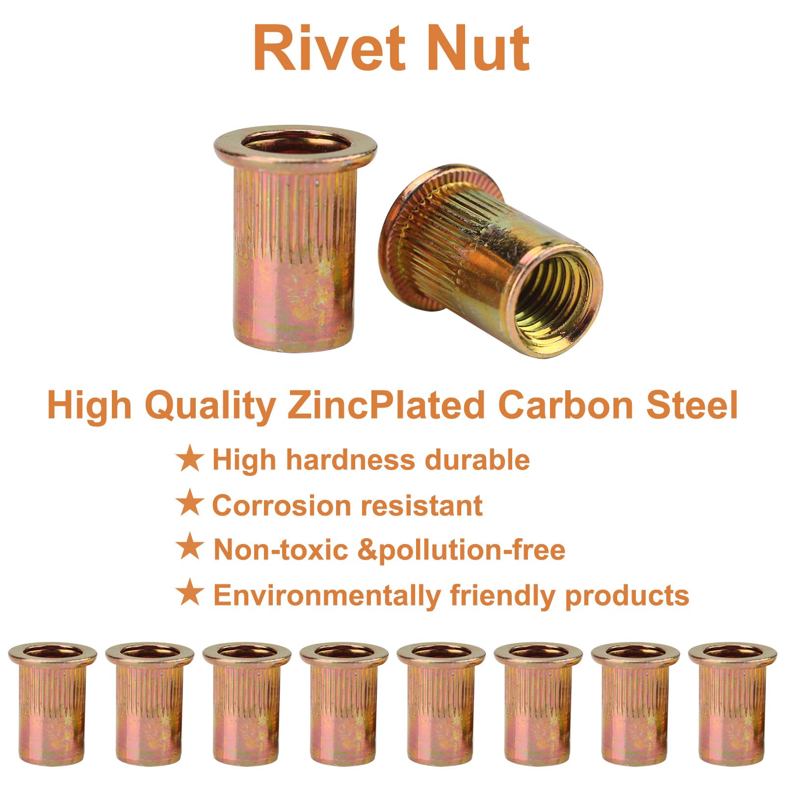 Snapklik.com : CORWIN 10-32UNF Rivet Nut 150 Pieces Tin Box Packing Big Flange Zinc Plated ...