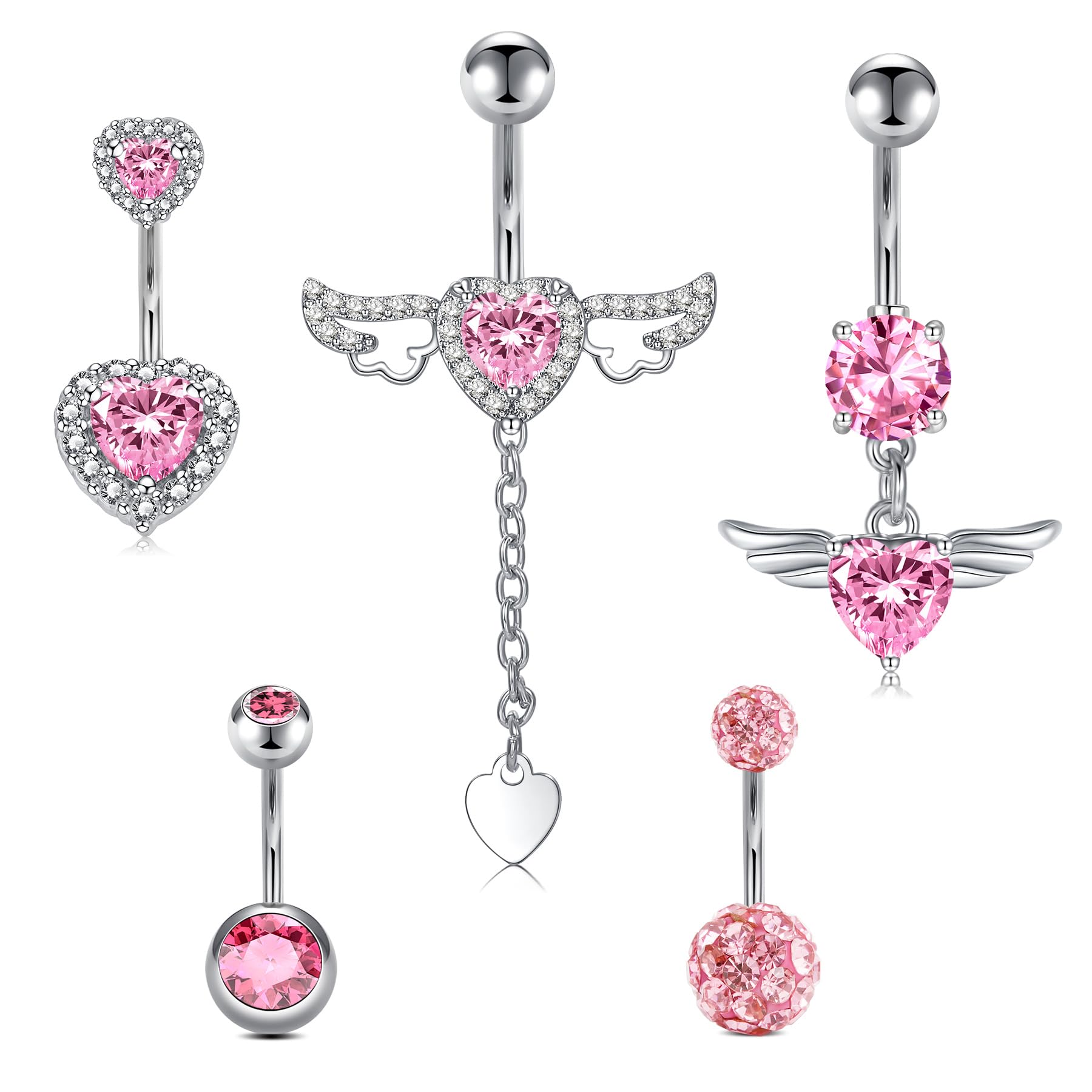 Snapklik.com : Belly Button Ring Belly Rings Surgical Steel Pink Belly ...