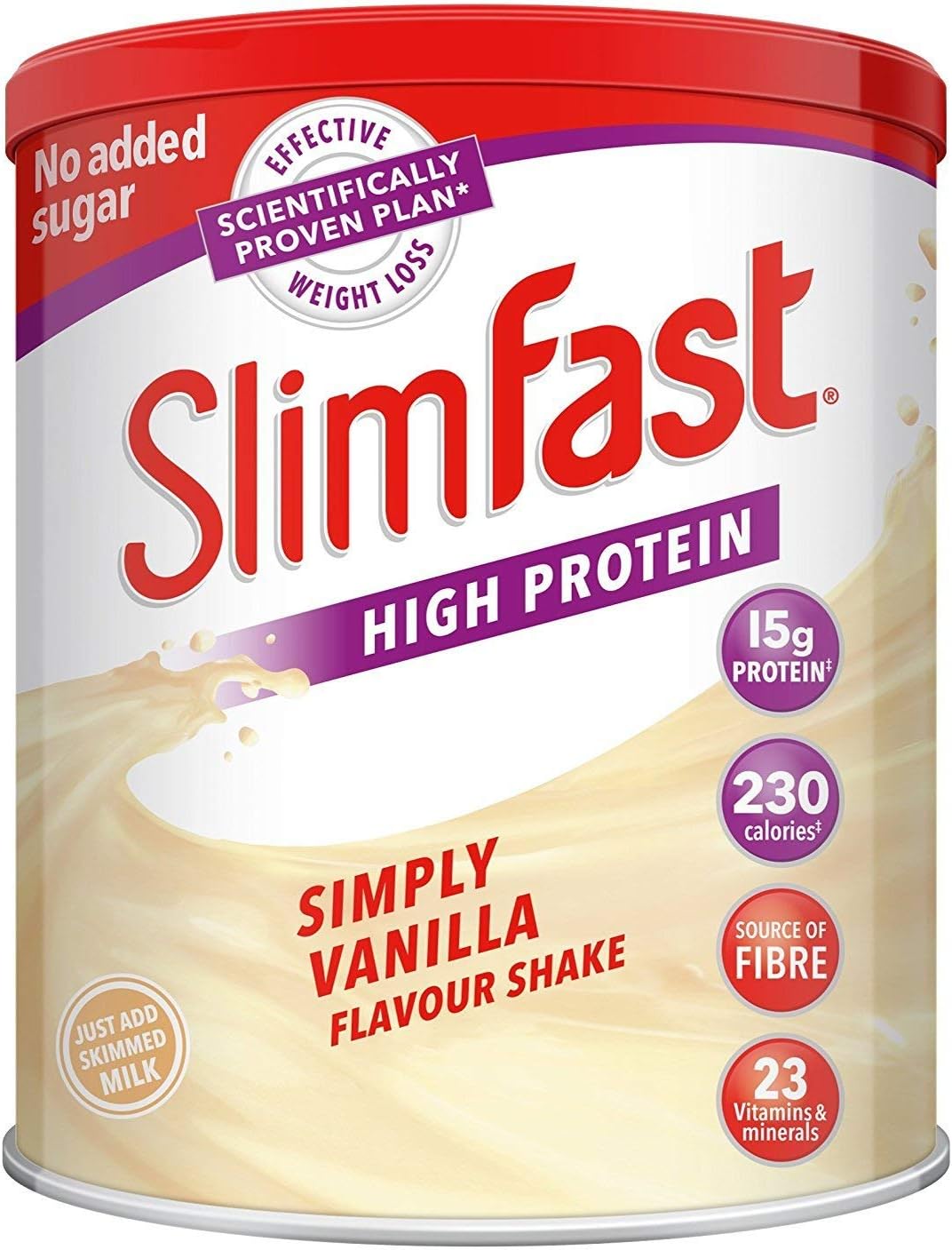 Slim-Fast Simply Vanilla Flavour Milkshake Powder - 12 Servings (438g ...