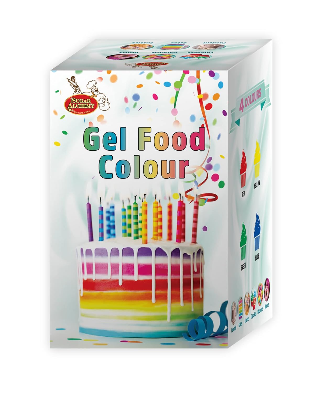 Sugar Alchemy® Gel Food Colour 4 Pack (Single Color Bottles from ₹80 ...