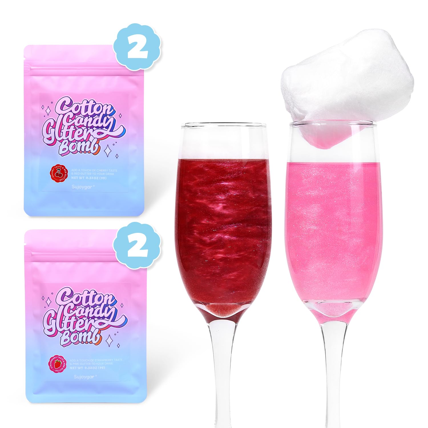 Amazon.com: Cotton Candy Glitter Drink Bombs, 4 pc Pink Strawberry ...