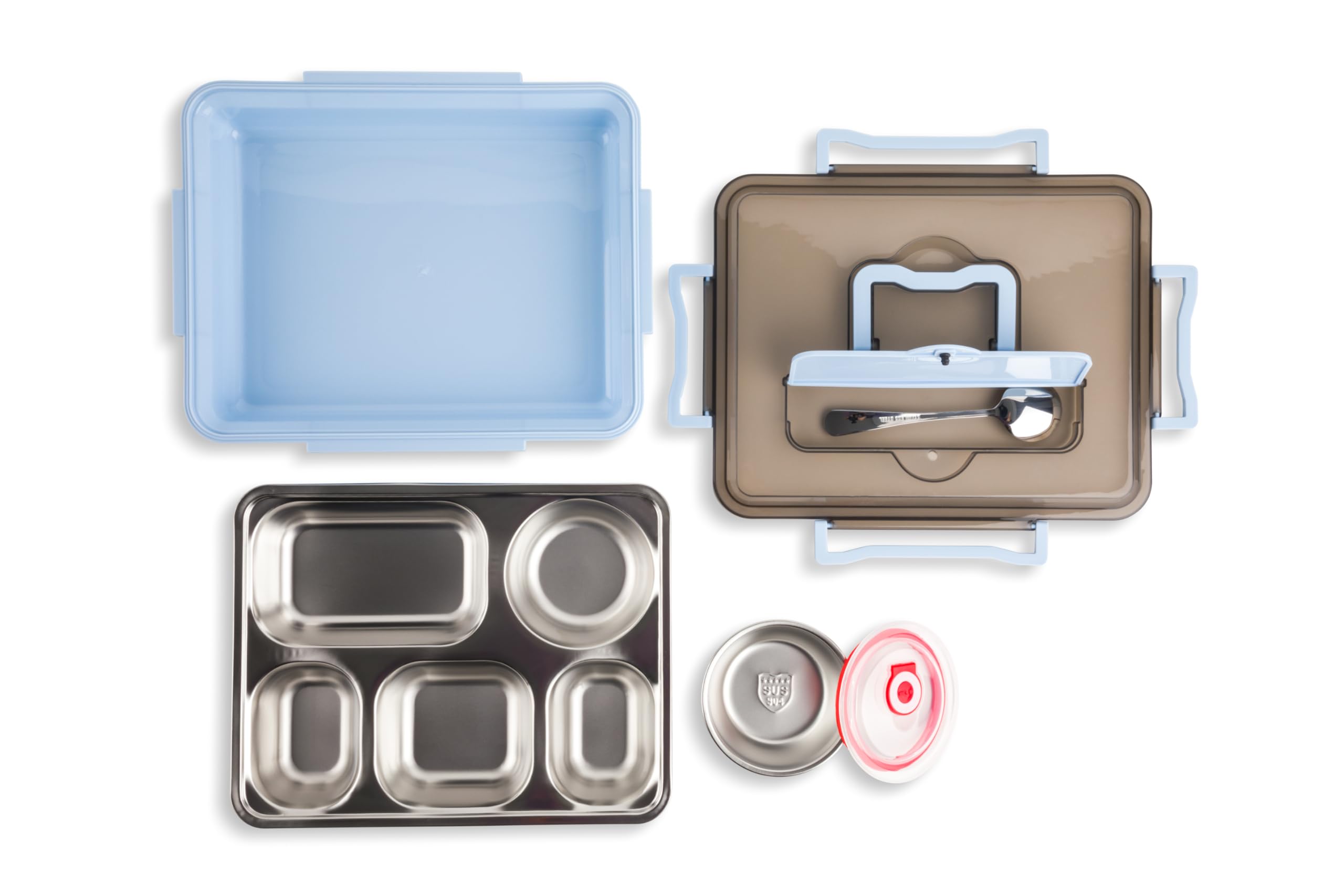 Amazon.com: Manna 51oz Large Stainless Steel Divided Lunch Box - Blue ...