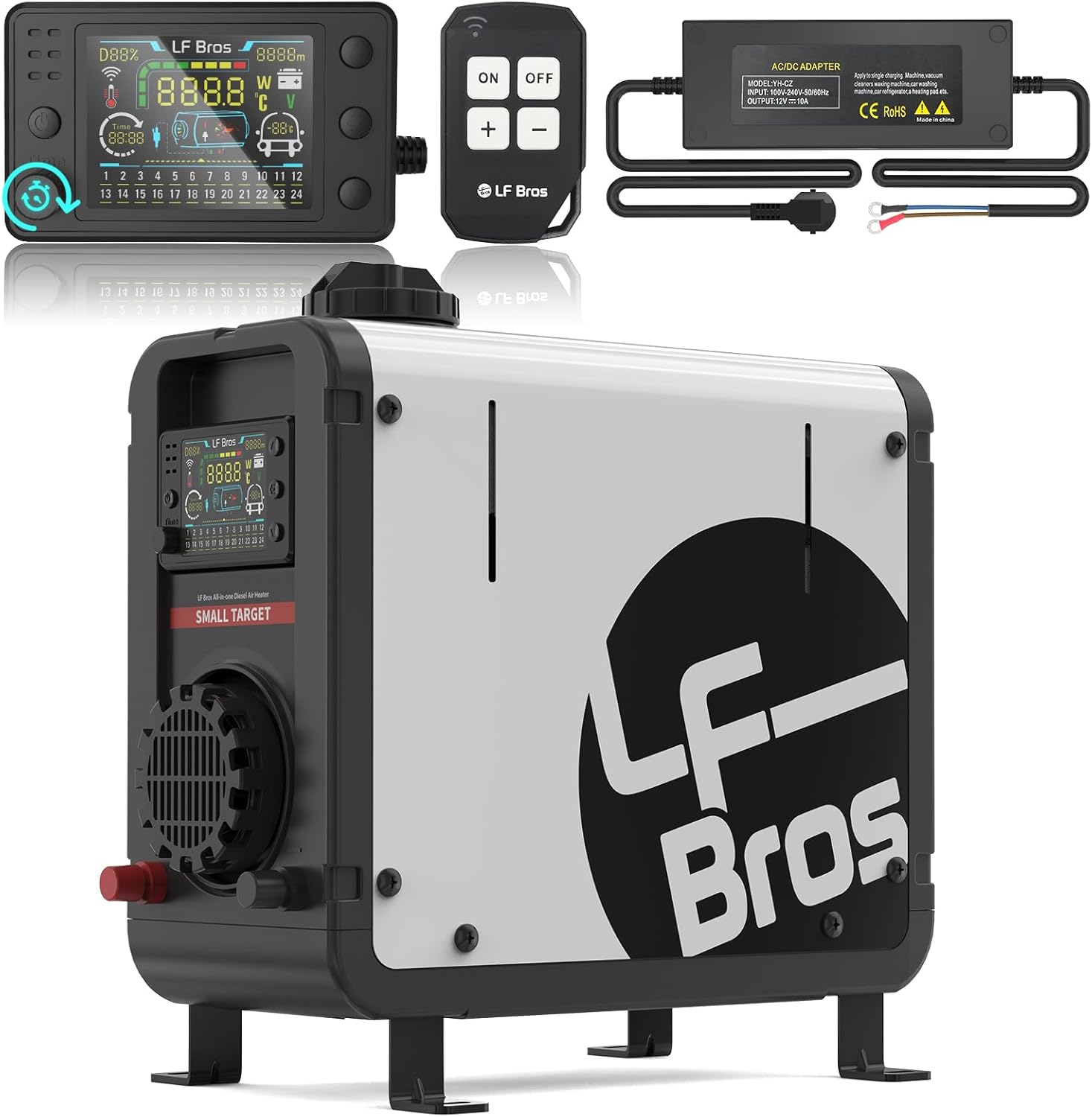 LF Bros 12V/24V/230V Portable Diesel Heater, Parking Air Heater 5kw with Timer LCD Switch for RV ...