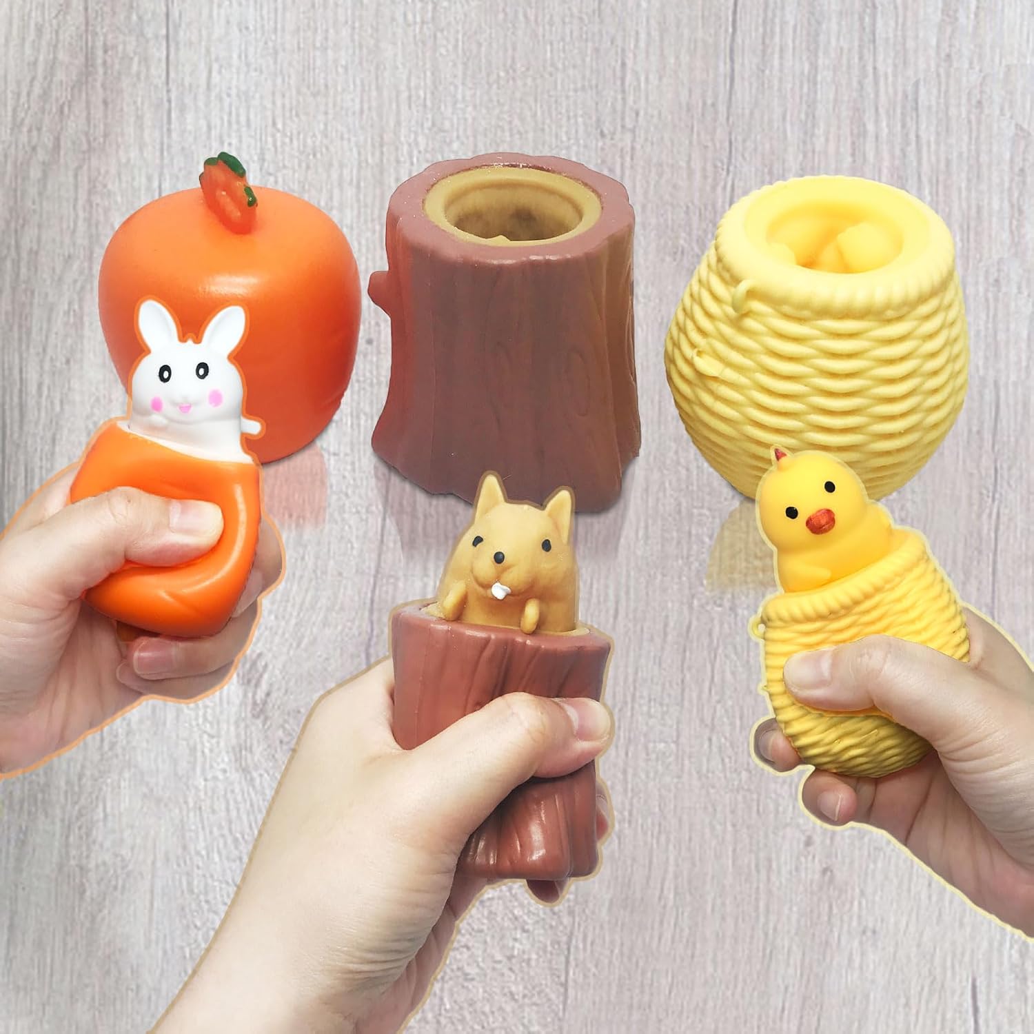 Amazon.com: Squeeze Toys Squirrel in Log, Fidget Stress Toys Animal ...
