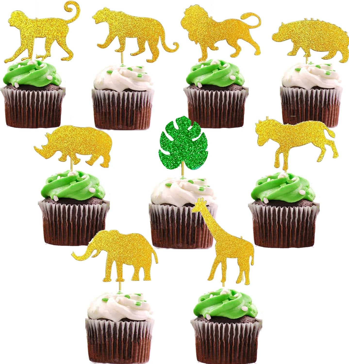Amazon.com: 27 PCS Woodland Creatures Cupcake Toppers Palm leaftiger ...