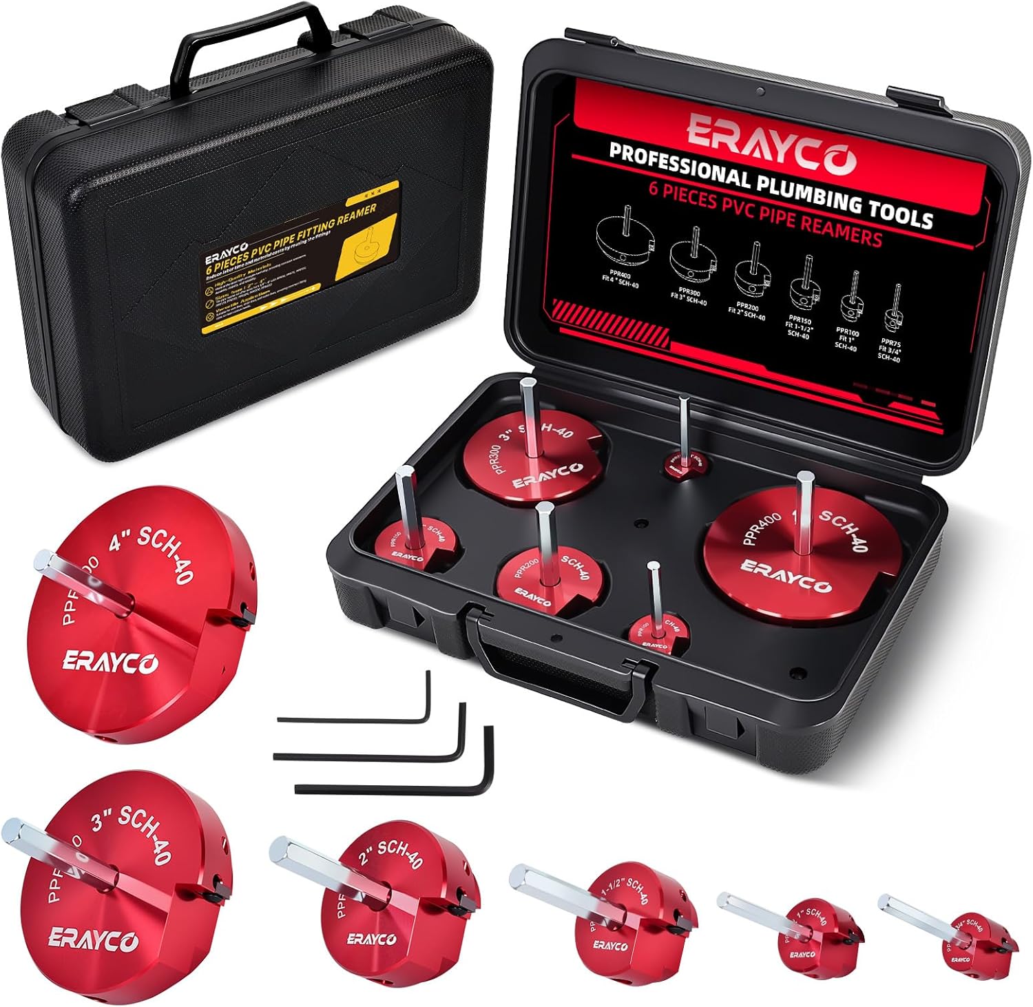 Amazon.com: ERAYCO 6PCS PVC Pipe Reamer Kit, Plastic Pipe Fitting ...