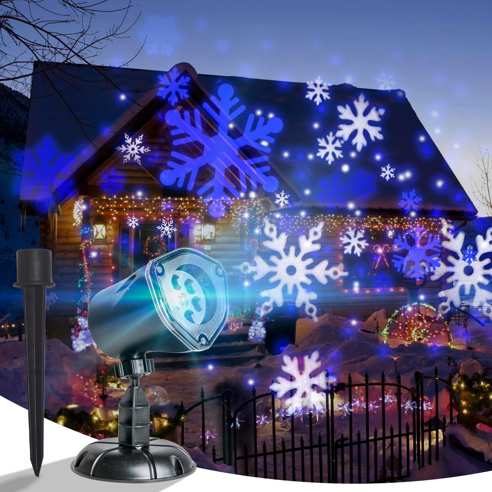 Amazon.com: Vanthylit Christmas Projector Lights Outdoor, White Blue ...