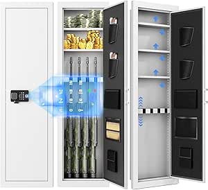Bonusall Wall Gun Safes Between Stud with Lock for Home Use (White, 55 ...
