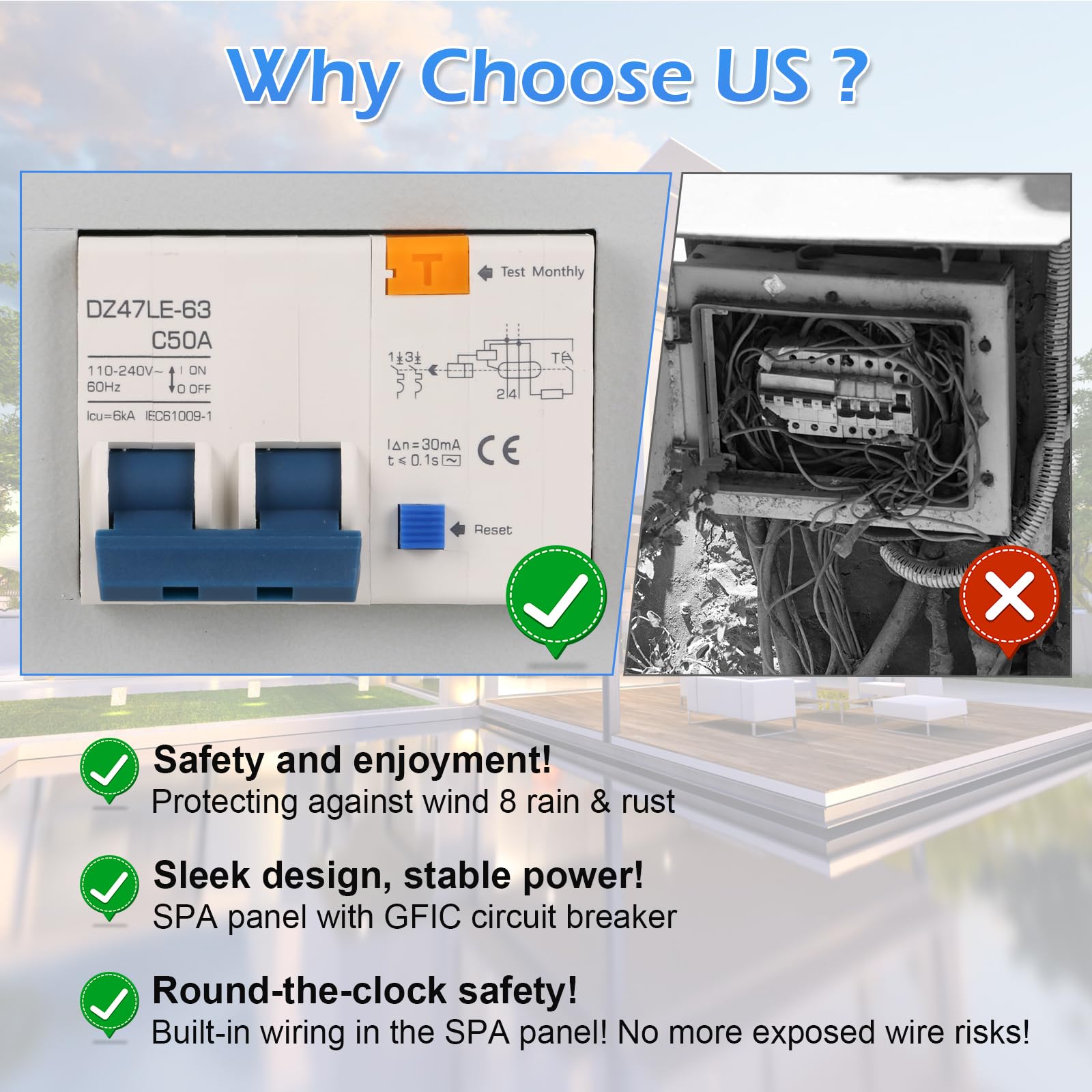 Snapklik.com : AQQHSAIN 50 Amp Spa Panel - Outdoor Rated Weatherproof ...