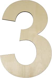 Amazon.com: HILAZA 17 Inch Large Wooden Number 3, 1/4 Inch Thick ...