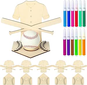 Amazon.com : Geelin 12 Pcs Baseball Stand Holders Wooden Balls Bat ...