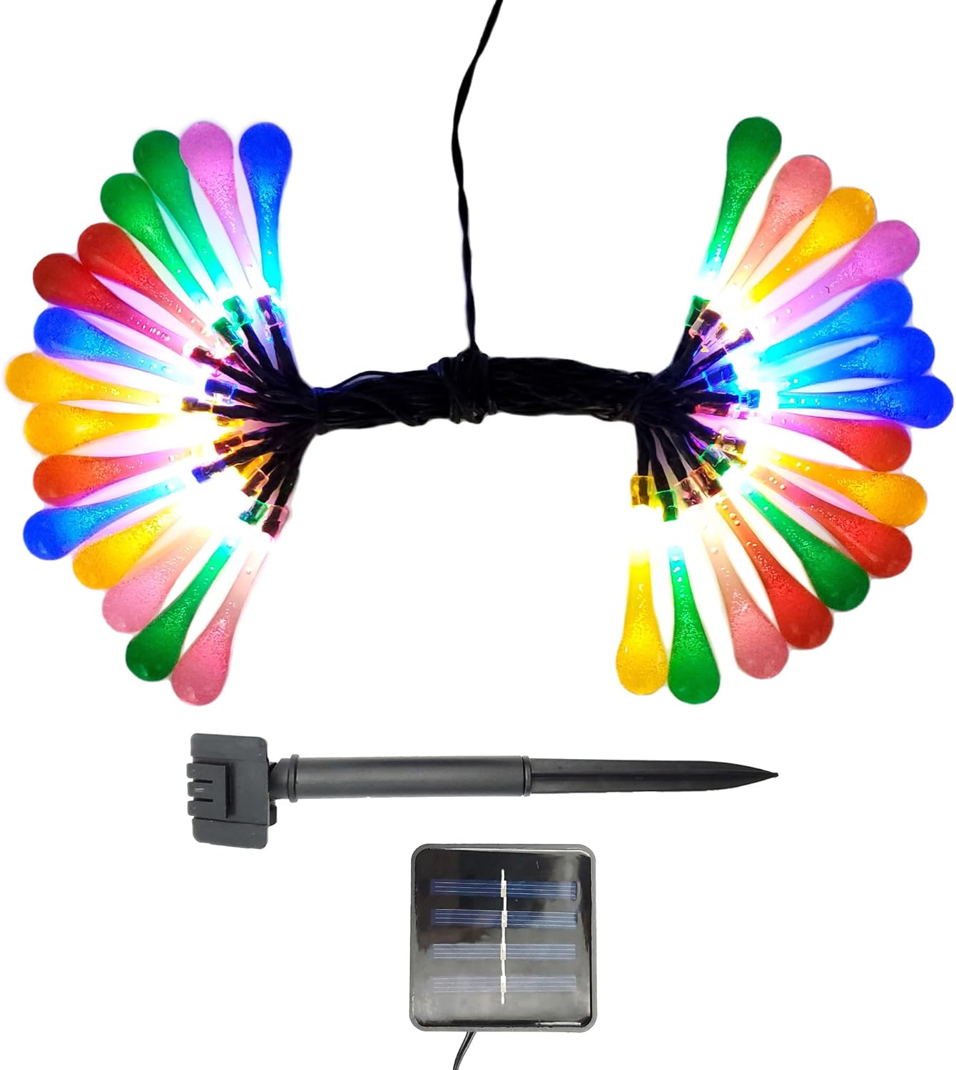 Amazon.com : LumaBase Solar Powered Crystal Water Drop String Lights ...