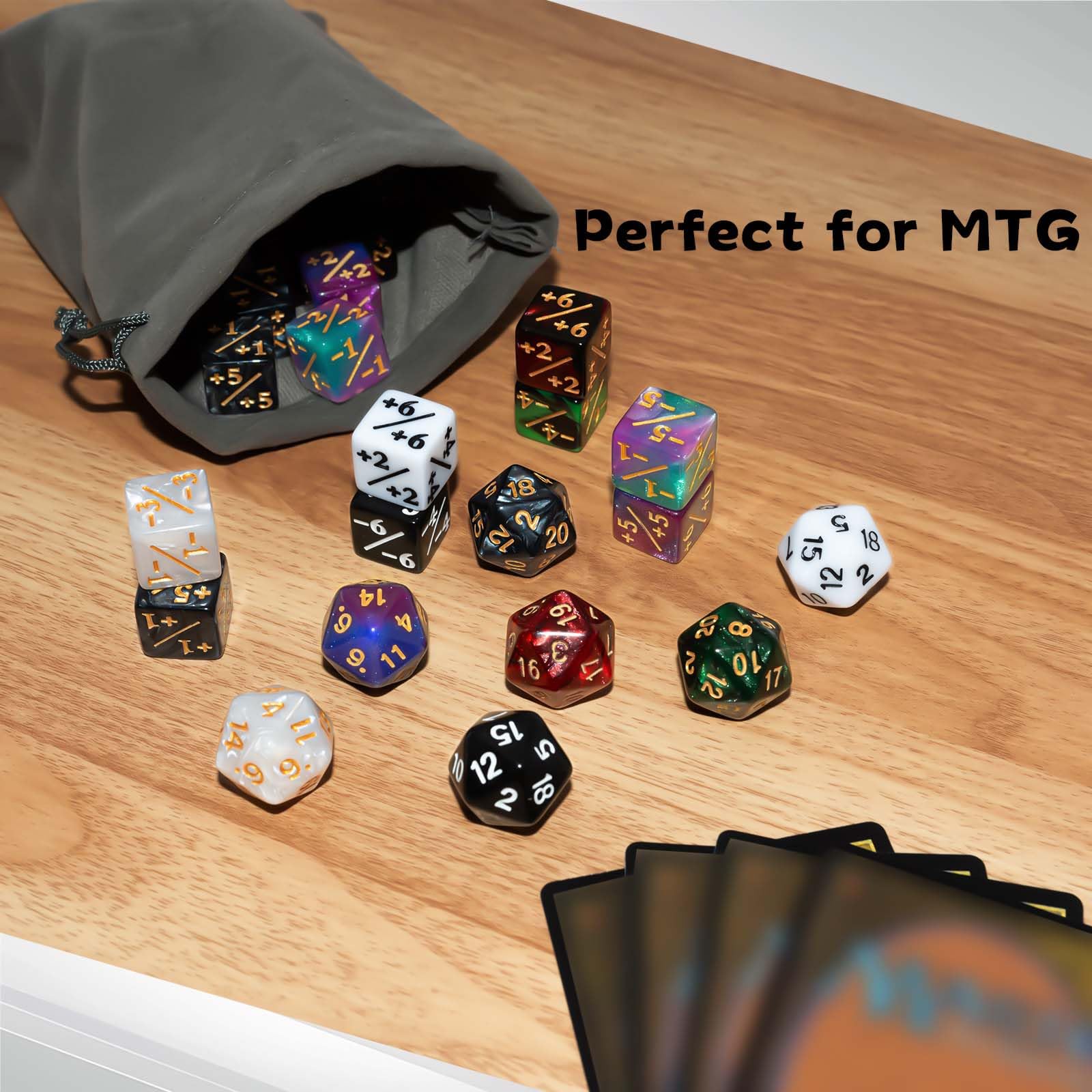 D20 Dice Set 56 Pieces MTG Counter Dice Set - 8 Colors With D20 Dice ...