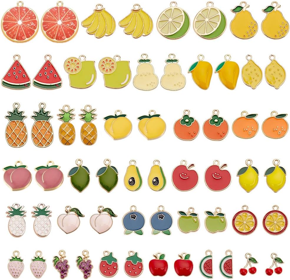 Amazon.com: PH PandaHall 120pcs 30 Styles Fruit Enamel Pendants, Golden ...