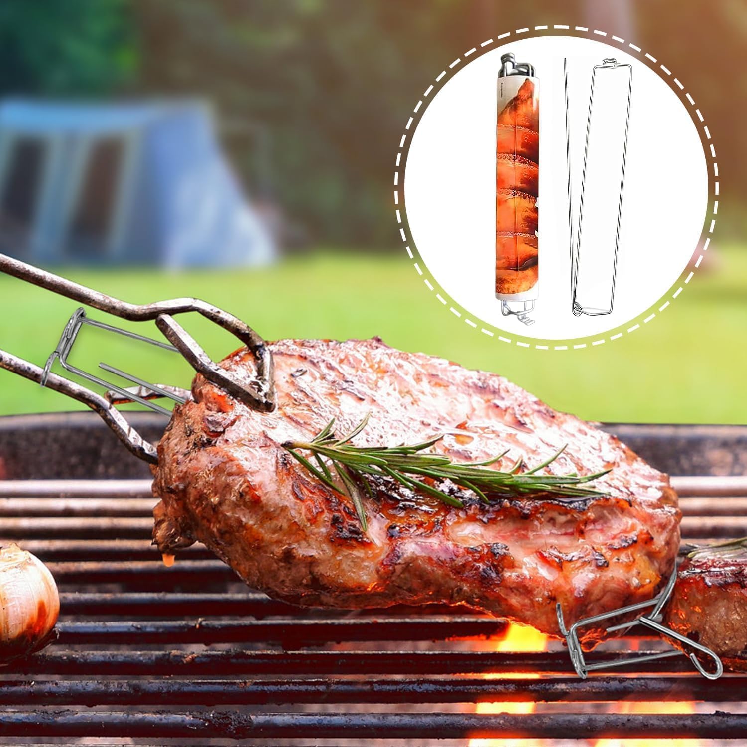 Barbecue Wing Holders Chicken Wing BBQ Grill Rails - U-Shaped Metal ...
