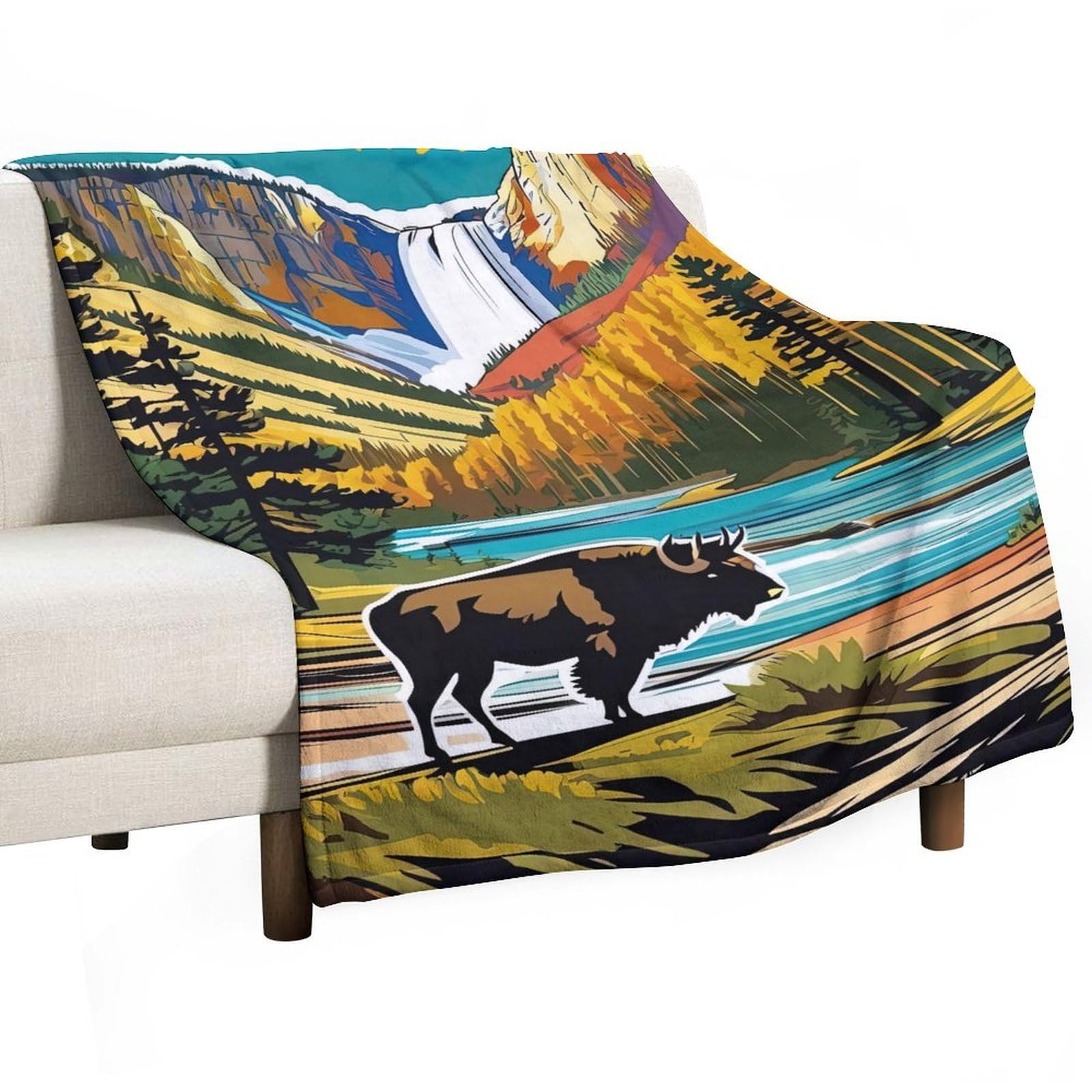 Amazon.com: NOUCAN Yellowstone National Park Blanket Travel Landscape ...