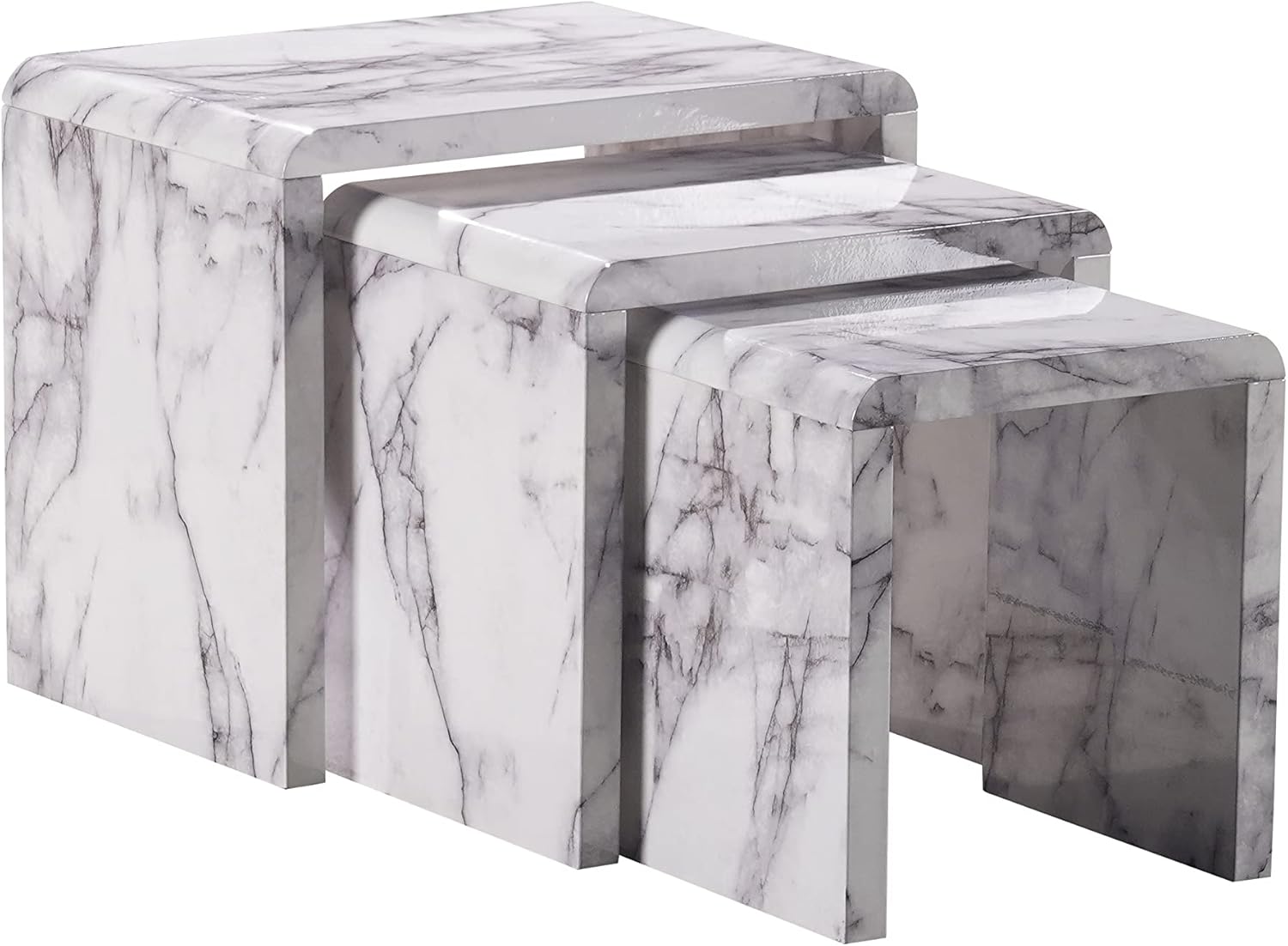 Furniture Express Nest of Tables Set of 3 Nesting Tables Marble Effect ...