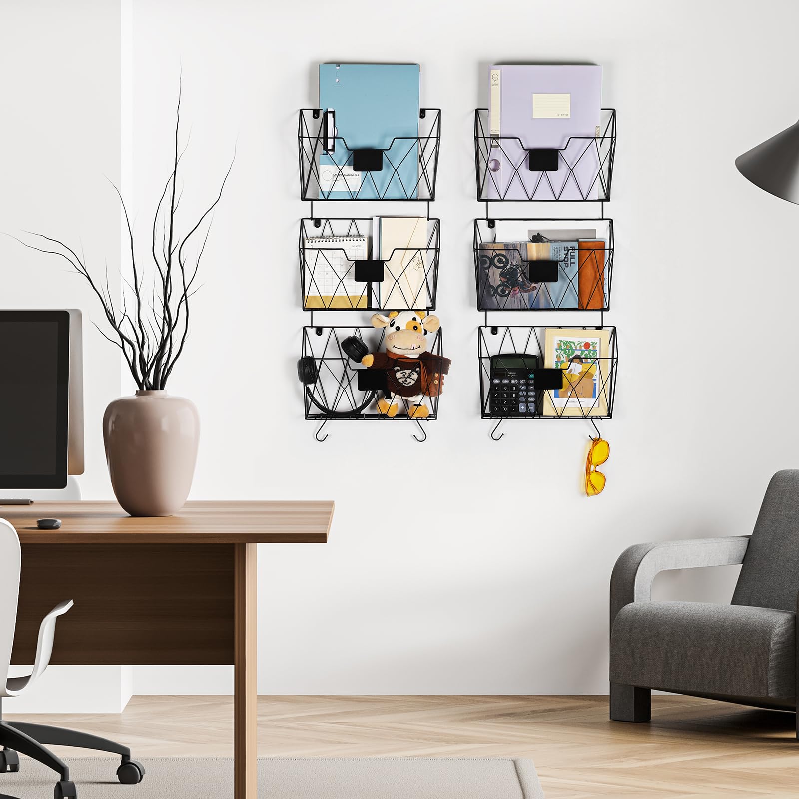 Snapklik.com : Hanging File Holder Wall File Organizer Holder, 6 ...