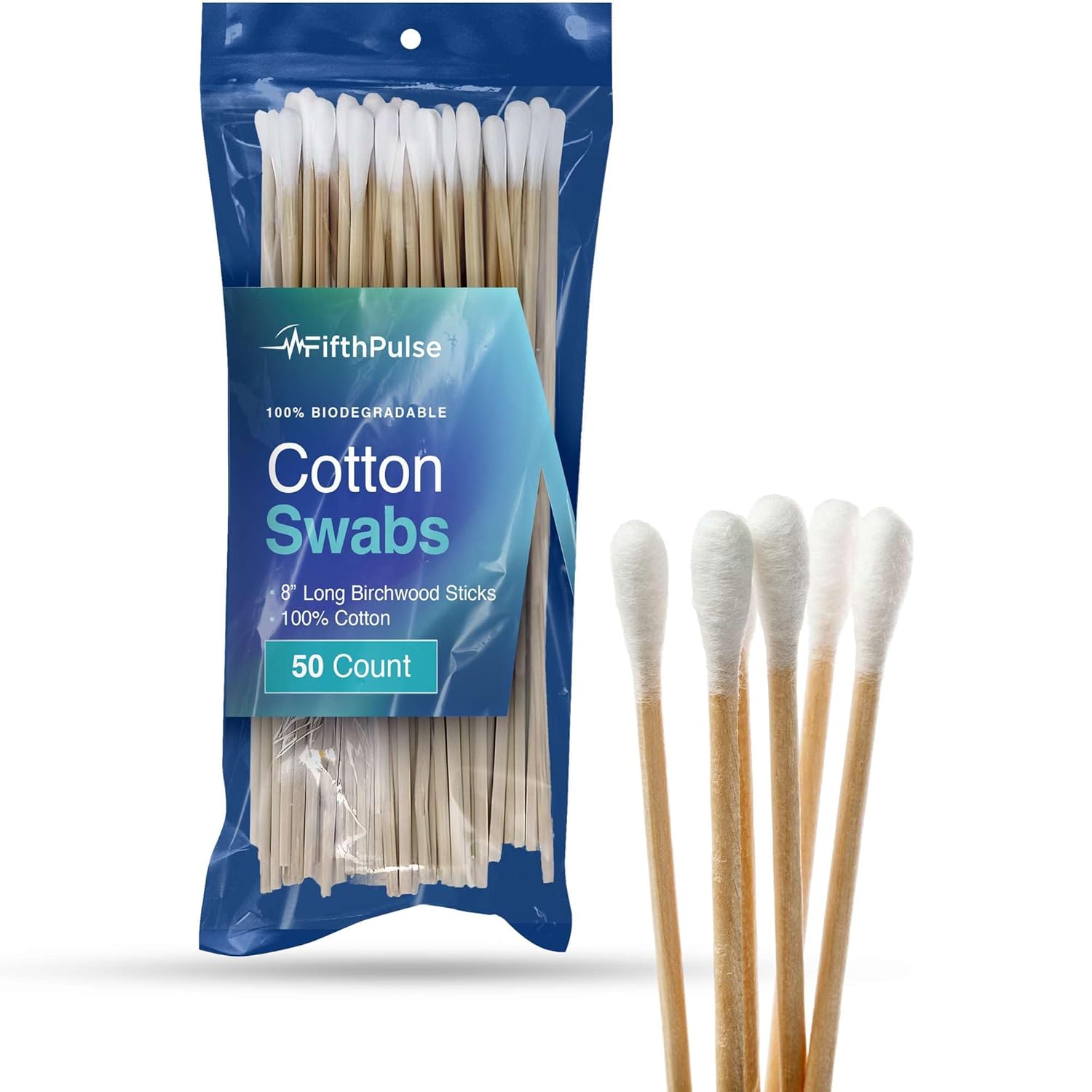 Amazon.com : 50 Biodegradable Long Cotton Swabs - 8 Inch Cotton Swabs ...