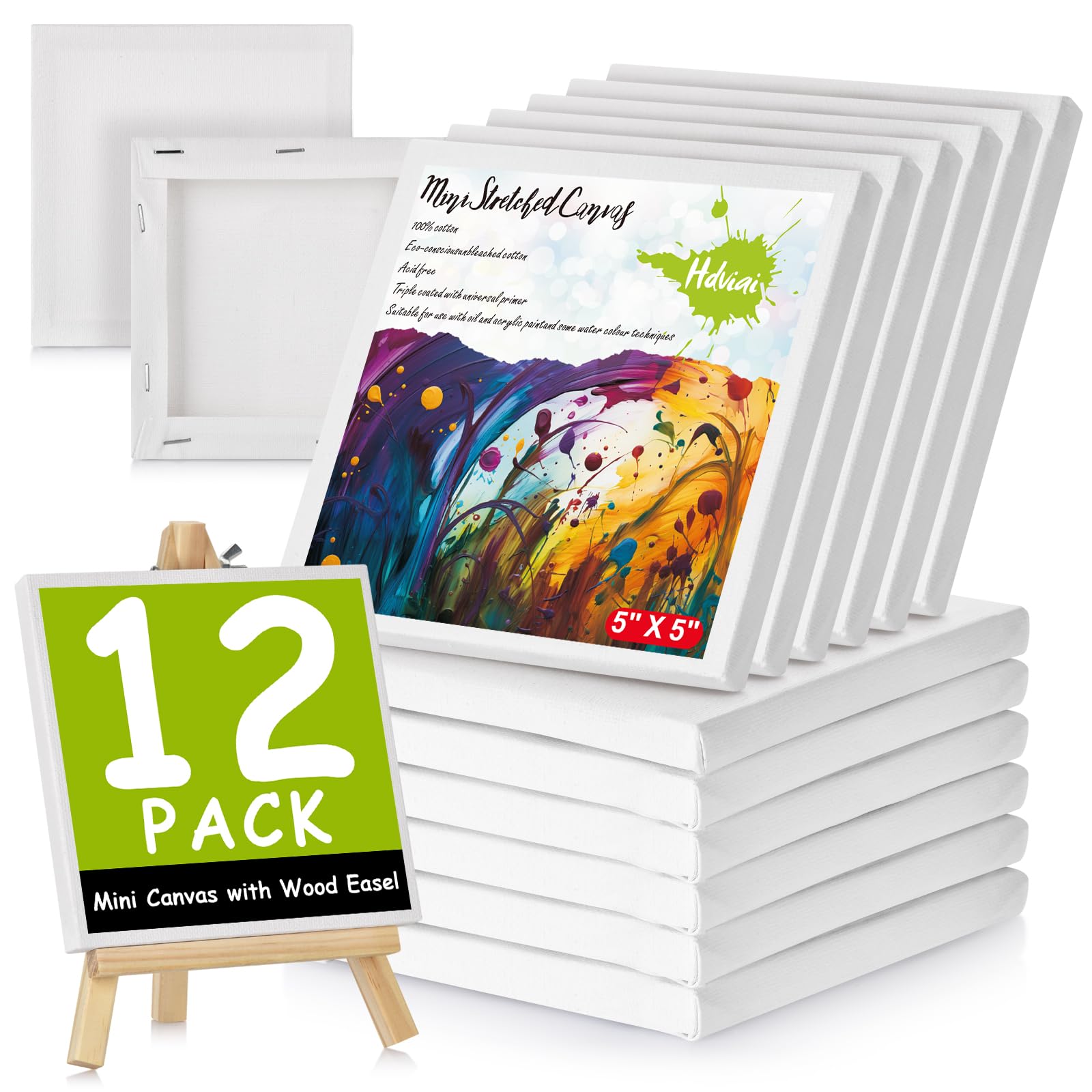 Amazon.com: 12PCS Mini Canvas and Easel Set - 5x5In Profile Small ...