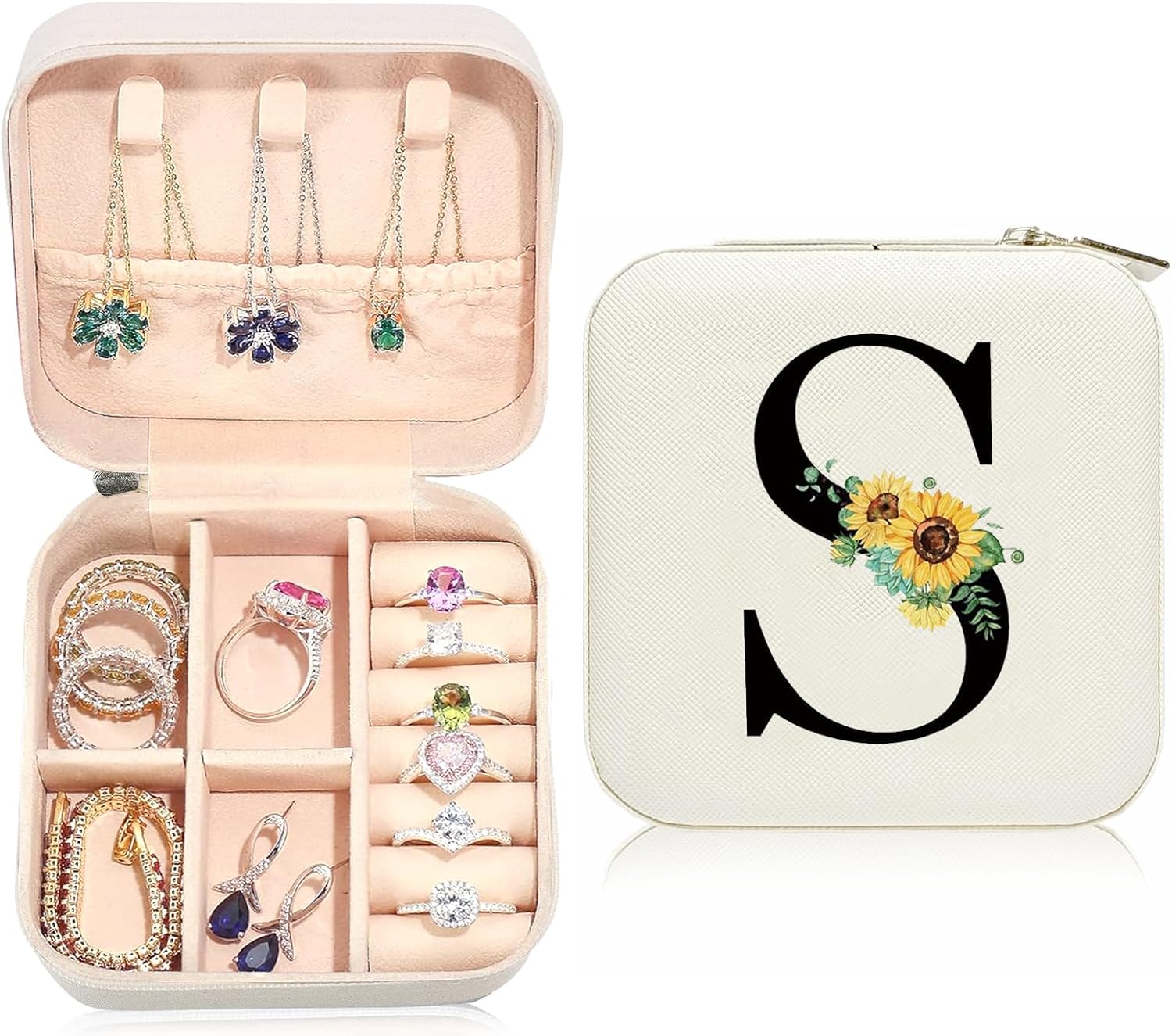 Amazon.com: Ldntly Sunflower Jewelry Case,Sunflower Gifts for Women ...