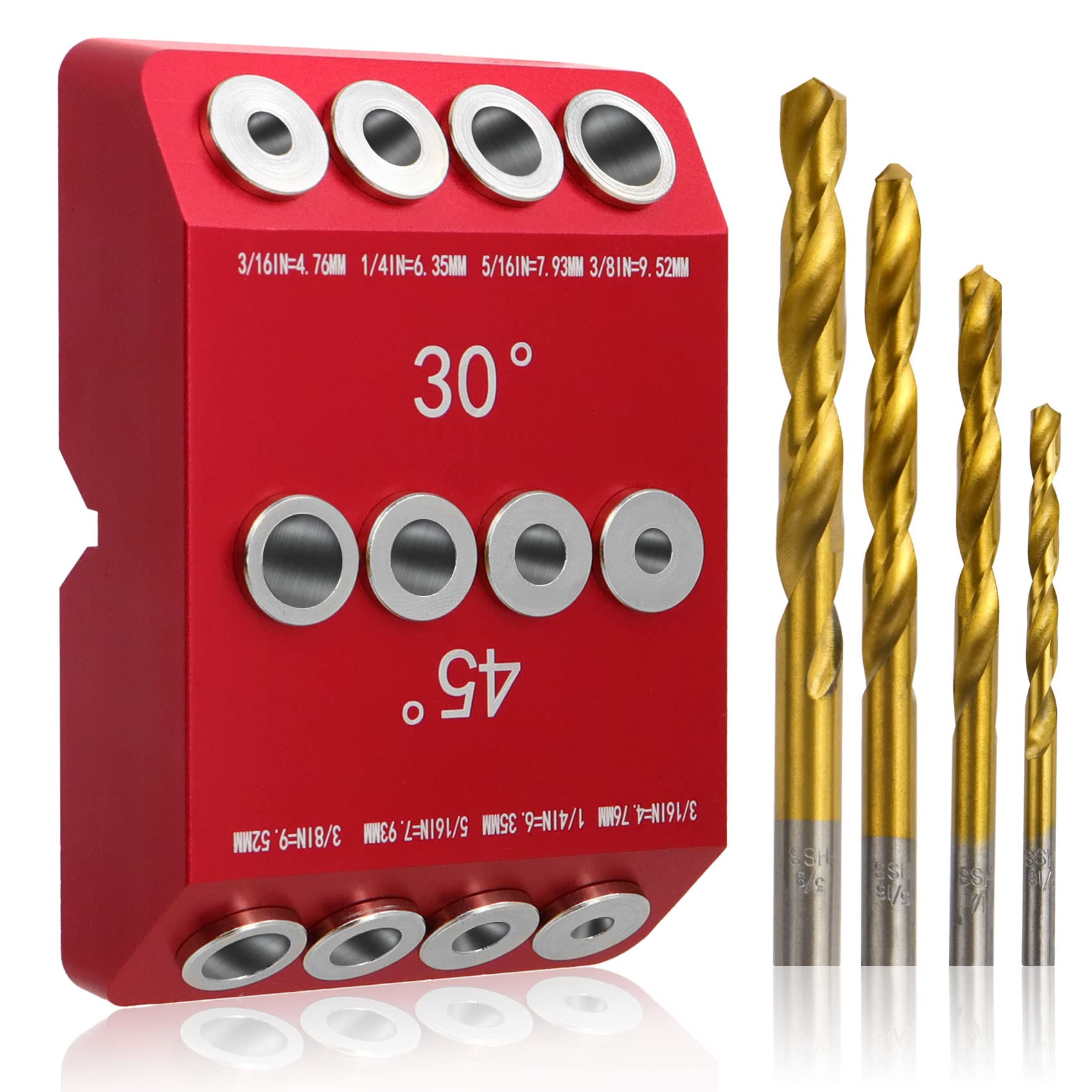 Buy Chaoos 30 45 90 Angle Drill Guide Jig with 4 Size Bits, Durable All ...