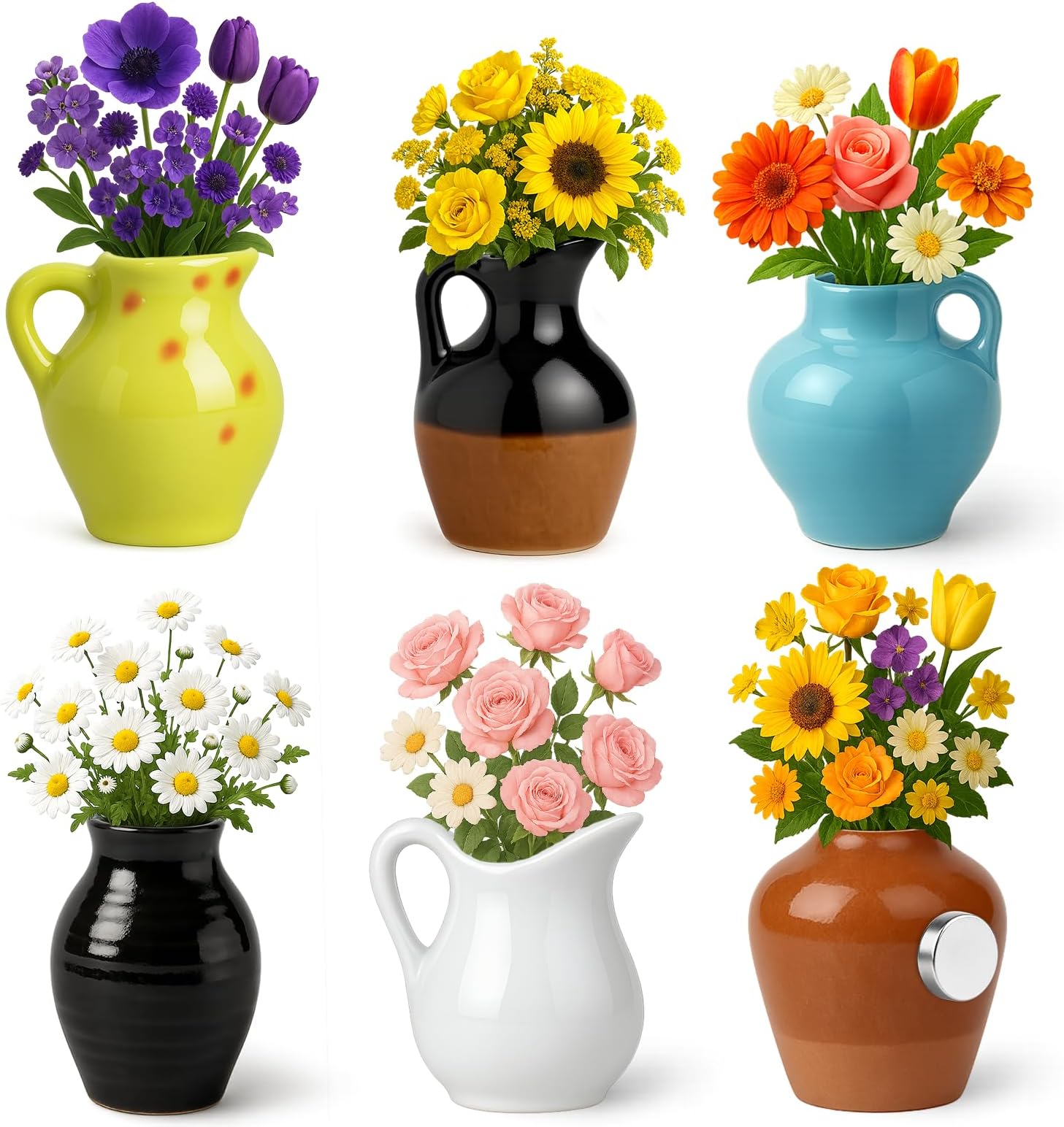 Amazon.com: 8 PCS Mini Vase Magnets, 3D Ceramic Flower Vase Fridge ...