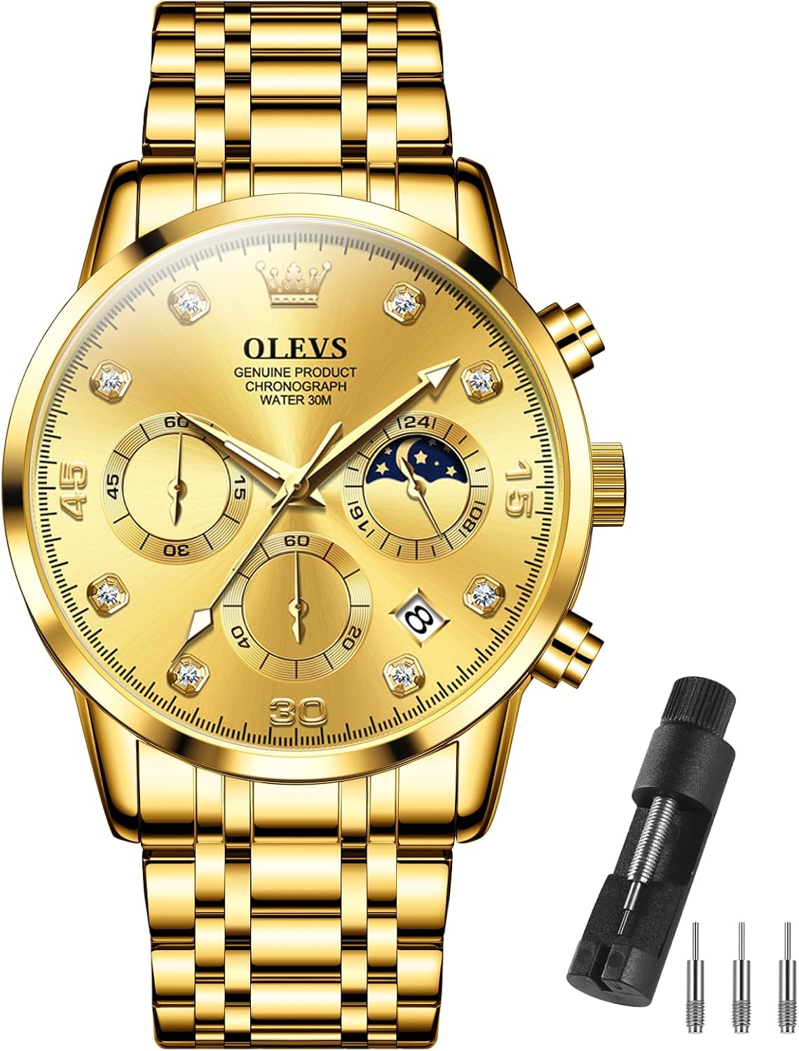 Amazon.co.jp: OLVES 腕時 計メンズ おしゃれ 人気 クォーツ 時計メンズ ゴールドバンド Watch for Men ...