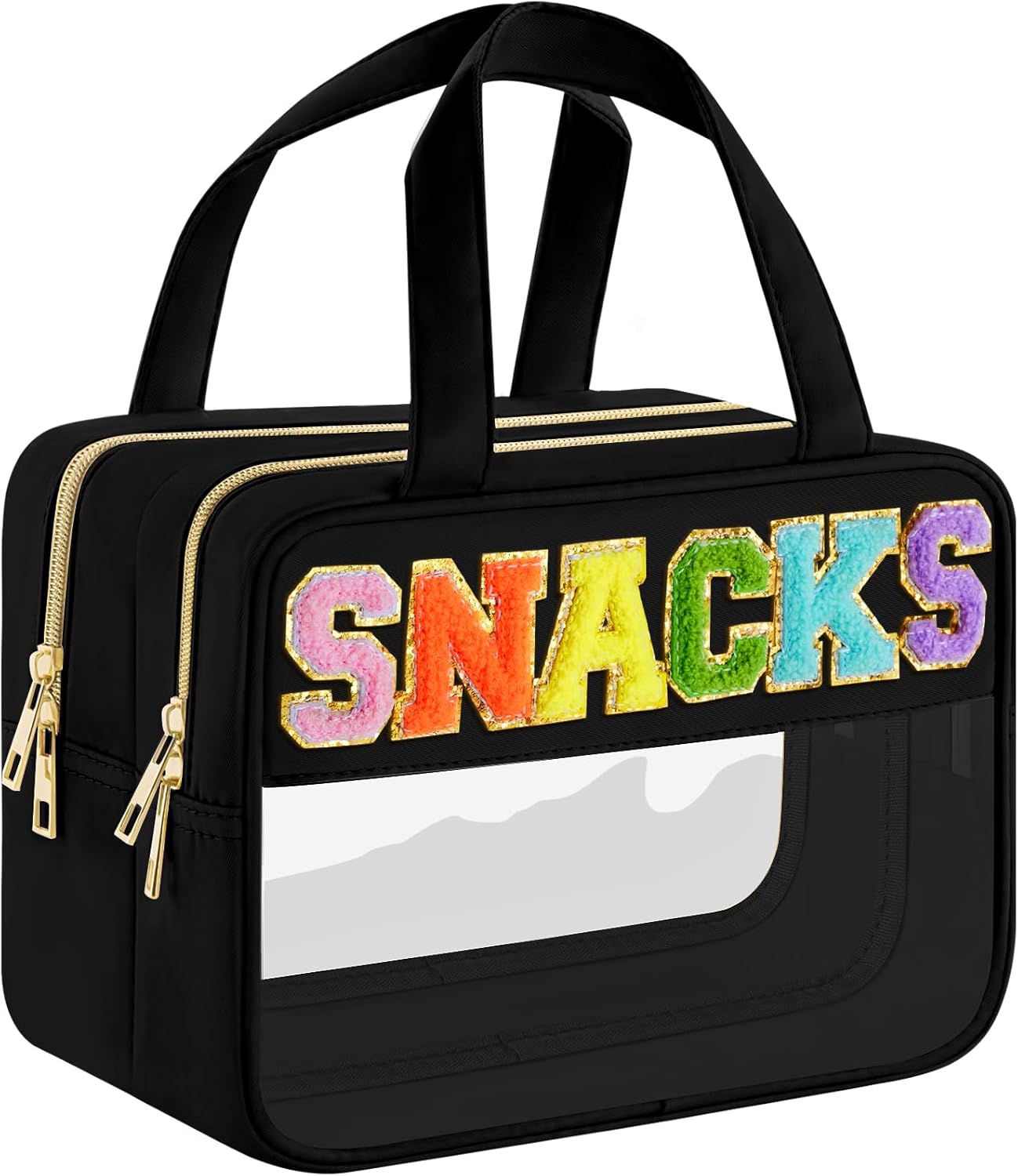 Amazon.com: Chenille Letter Clear Makeup Bag, Preppy Cosmetic Bag Clear ...