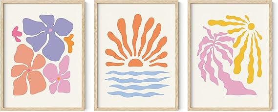 Amazon.com: HAUS AND HUES Flower Wall Decor - Set of 3 Frameable Preppy ...