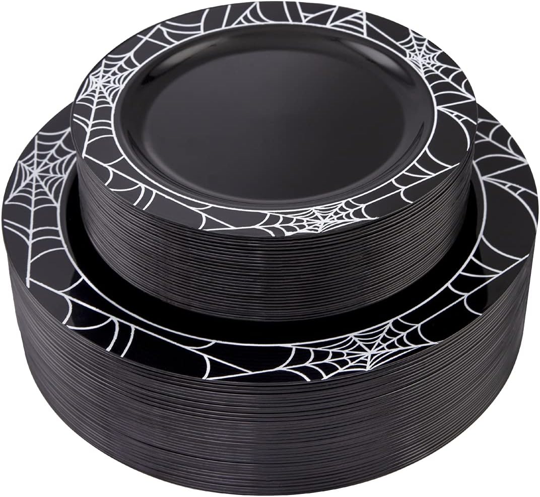 Amazon.com: supernal 60pcs Halloween Plastic Plates,Black Plastic ...