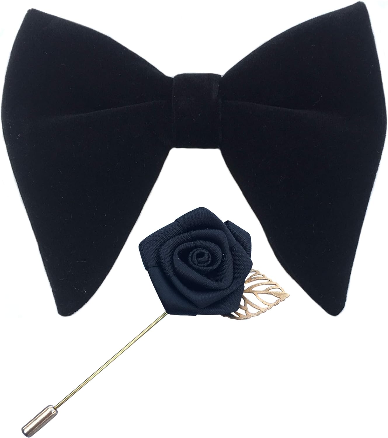 Amazon.com: Justar Mens Pre-Tied Oversized Velvet Bow Tie with Flower ...
