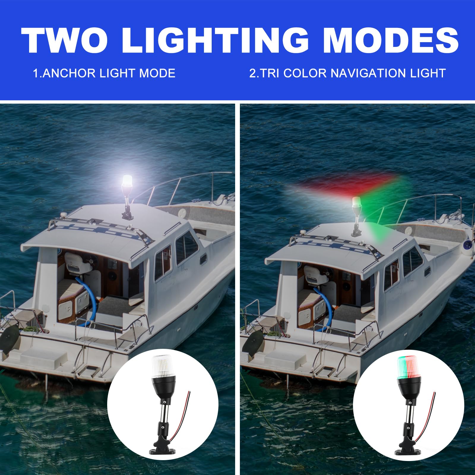 Snapklik.com : LED Tri-Color Navigation Light,Bimini Top Red-Green ...