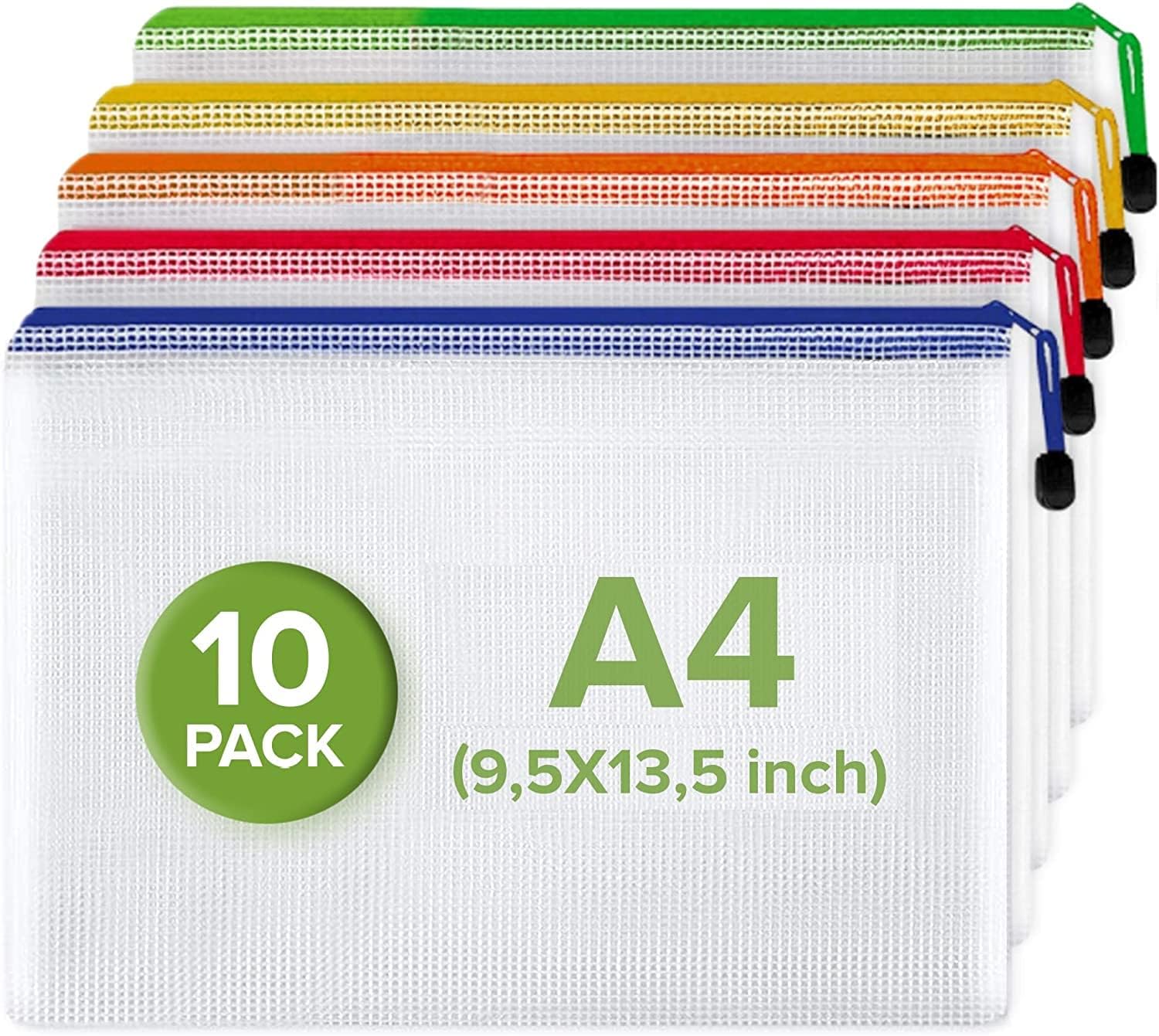 10 Pack A4 Mesh Zipper Pouch Bags - Plastic Zipper Pouches for ...