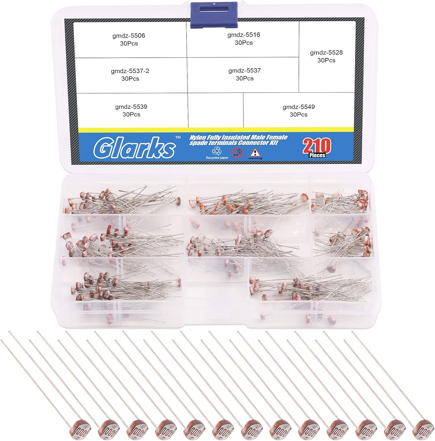 Amazon.com: Glarks 210Pcs 7 Values 5mm GM5506 GM5516 GM5528 GM5537 ...