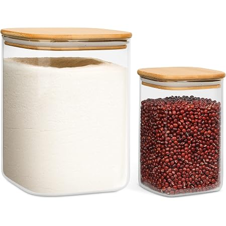 Amazon.com: Set of 2 Large Glass Food Storage jar, 100 FL OZ (3000ml ...